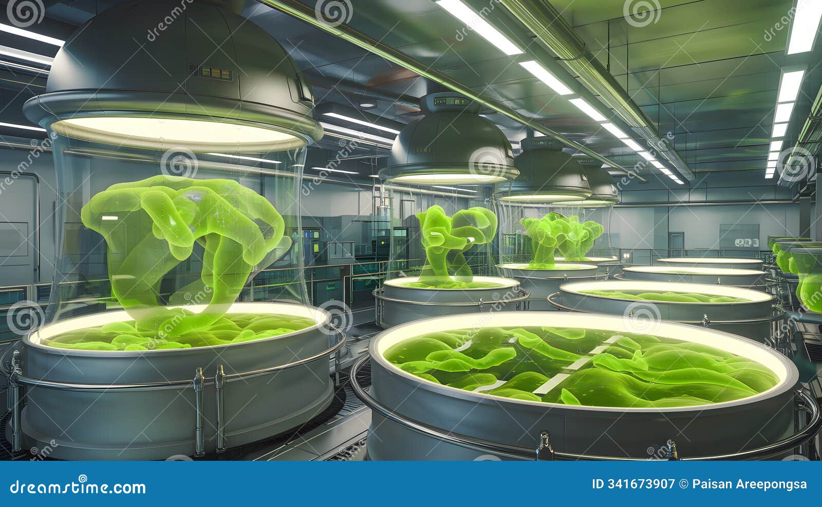 Biofuel Research: Top View Of Algae And Microalgae In Laboratory For ...
