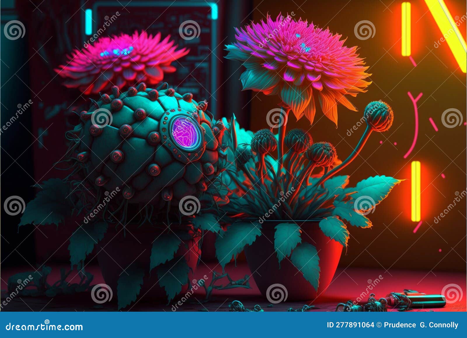 Futuristic Alien Flowers, Science Fiction Flowers Stock Illustration ...
