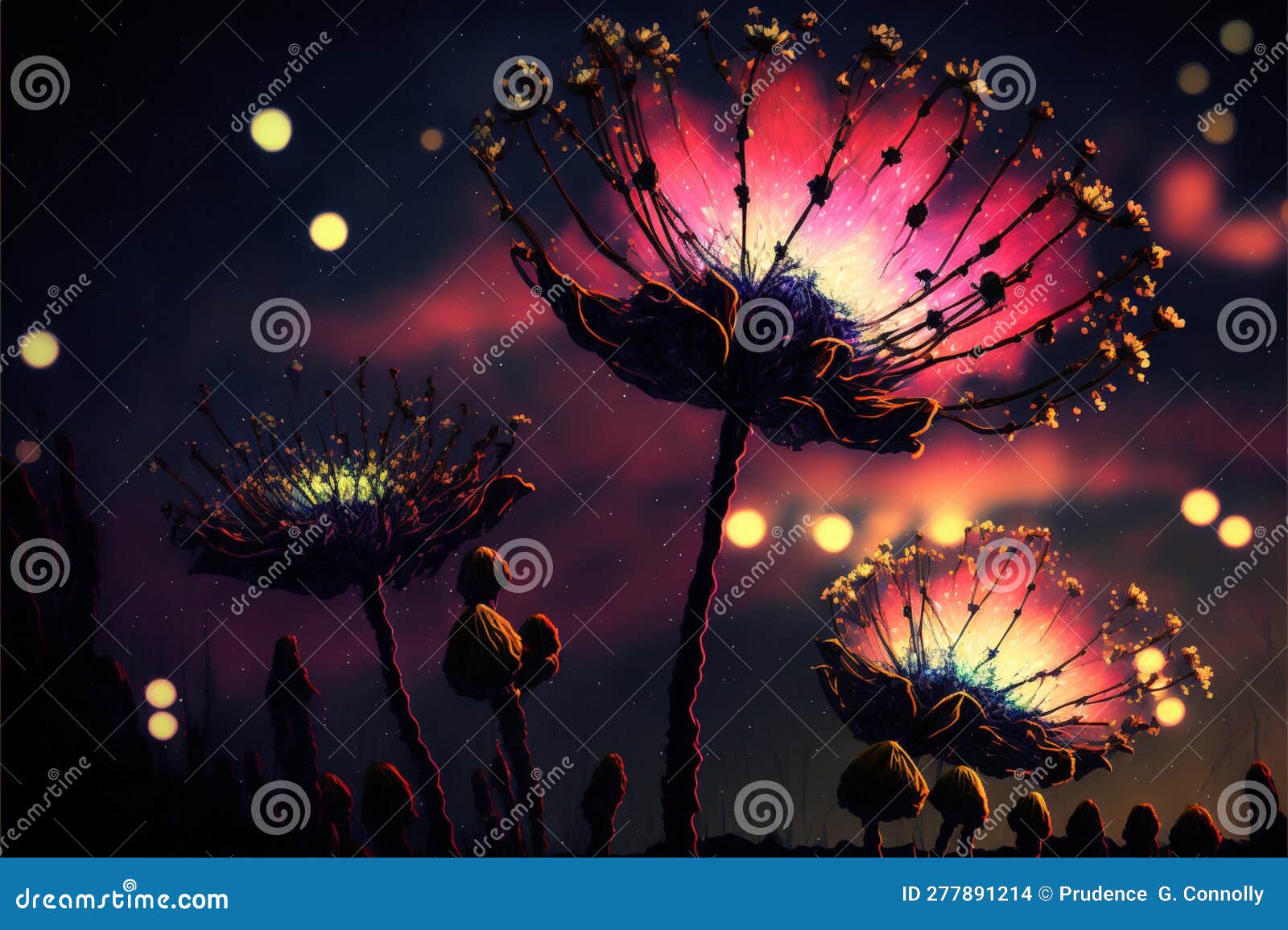 Futuristic Alien Flowers, Science Fiction Flowers Stock Illustration ...