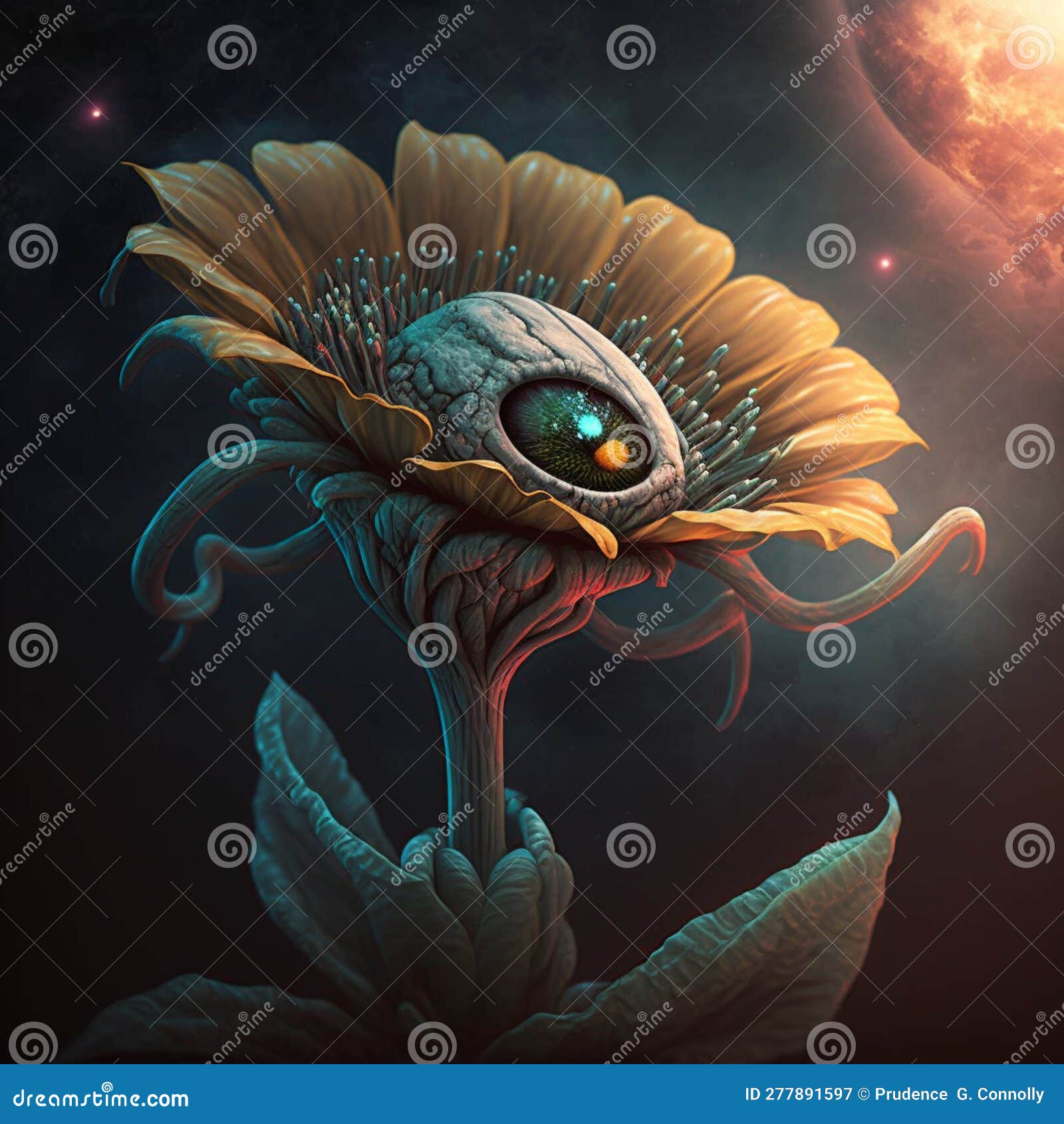 Futuristic Alien Flowers, Science Fiction Flowers Stock Illustration ...