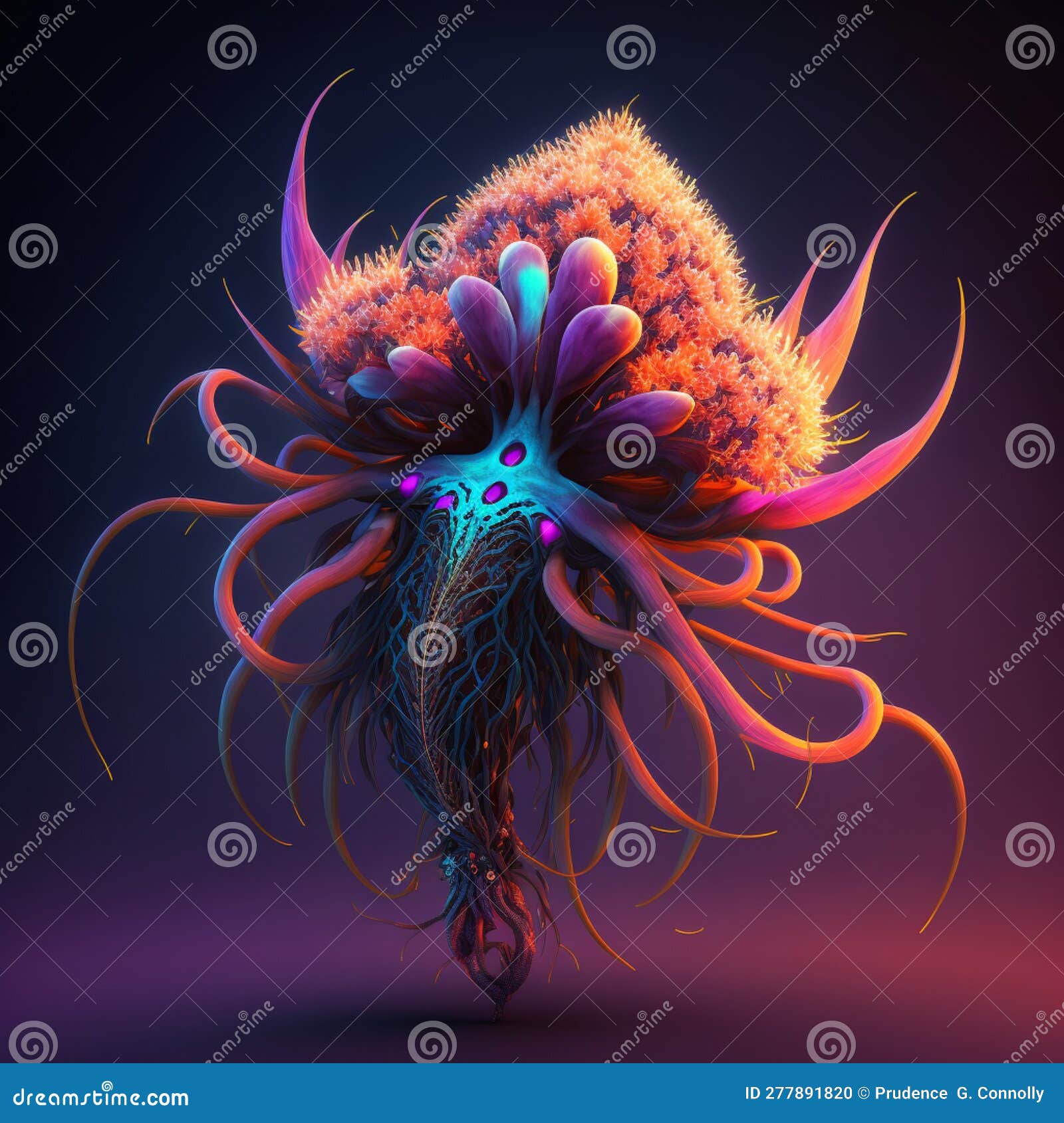 Futuristic Alien Flowers, Science Fiction Flowers Stock Illustration ...