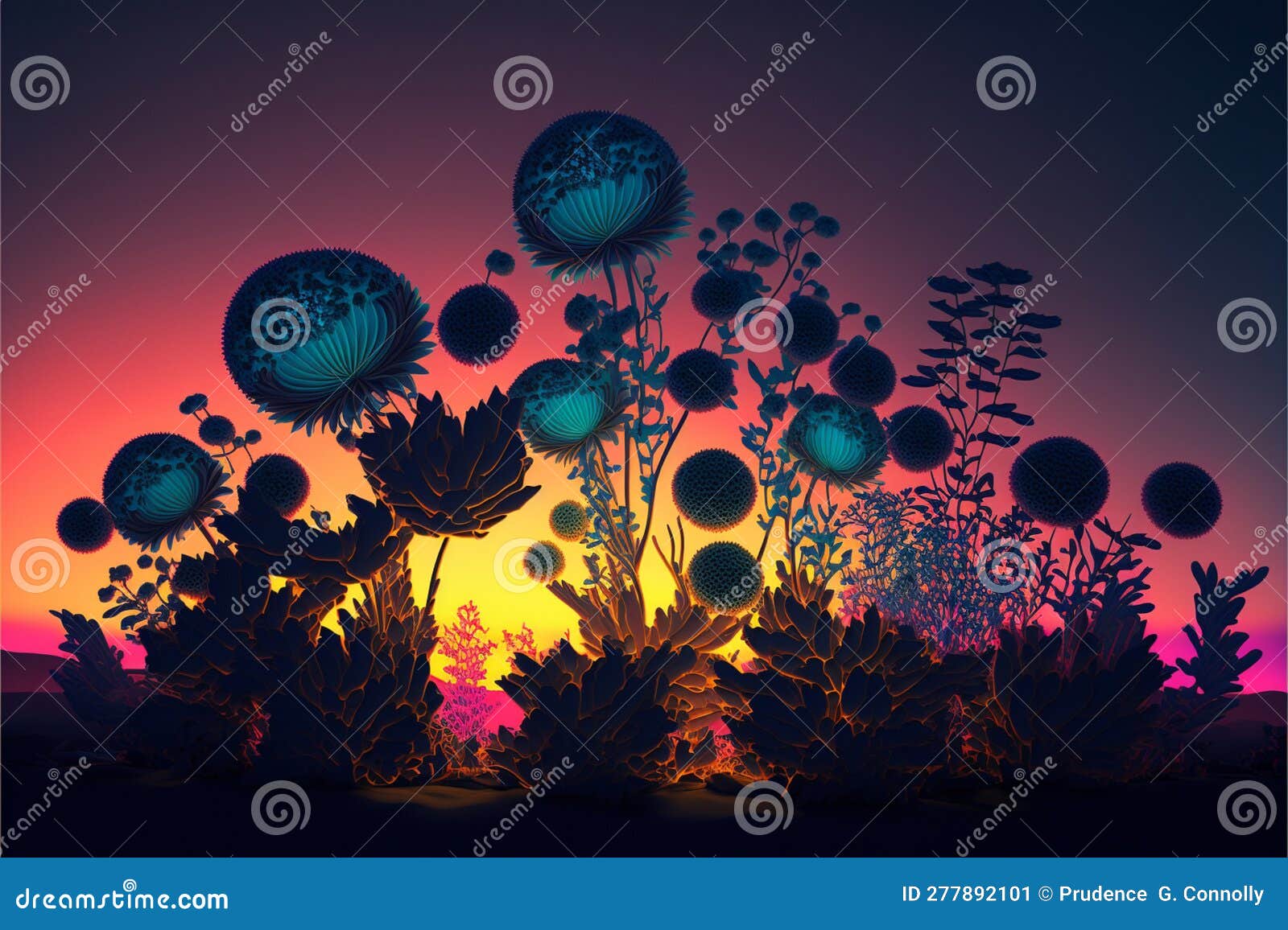 Futuristic Alien Flowers, Science Fiction Flowers Stock Illustration ...