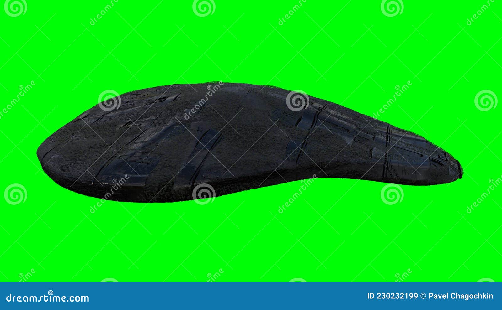 Futuristic Alien Sci Fi Ship Isolate on Green Screen. 3d Rendering ...
