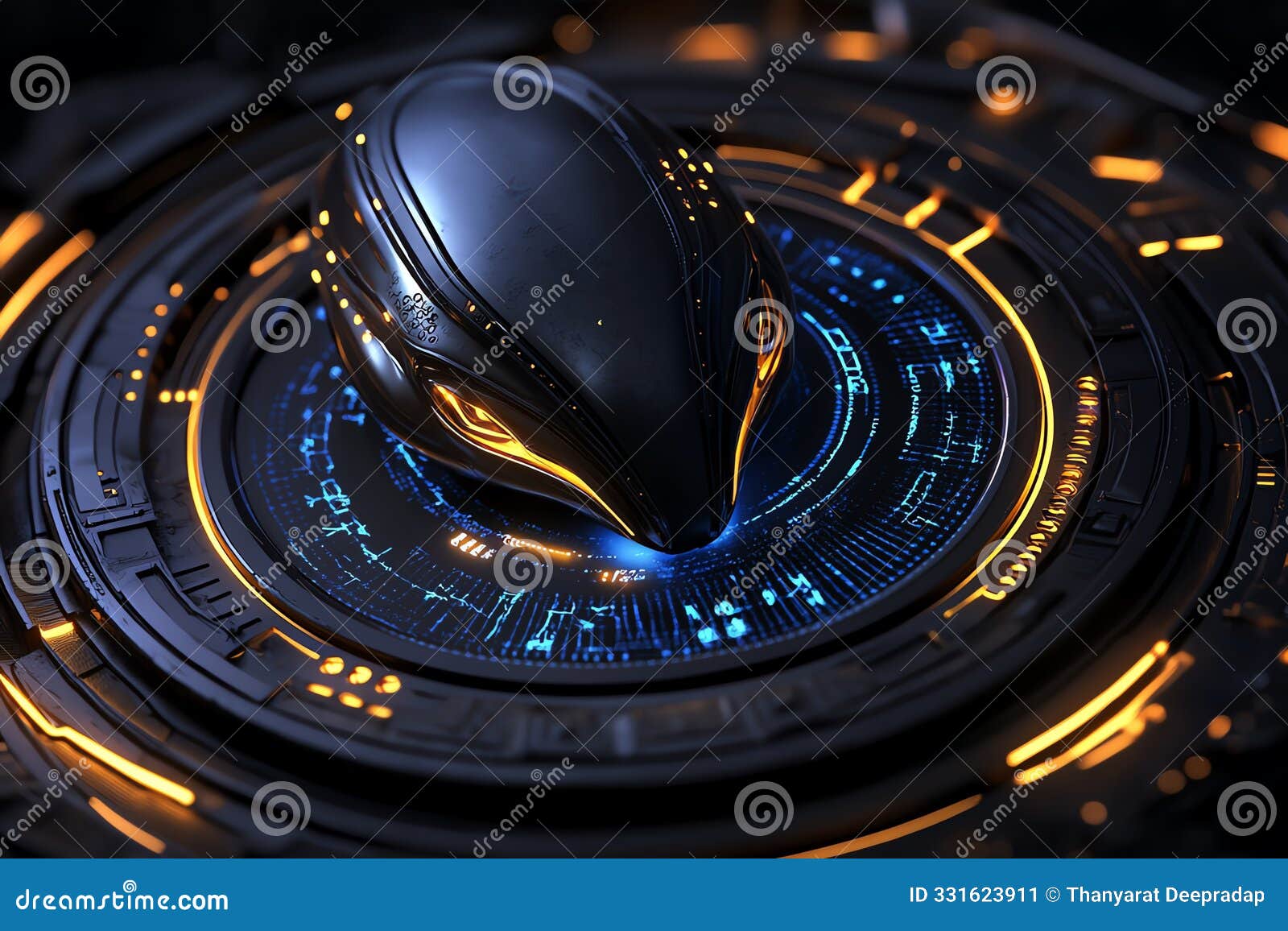 Futuristic Alien Technology Device with Intricate Digital Details and ...