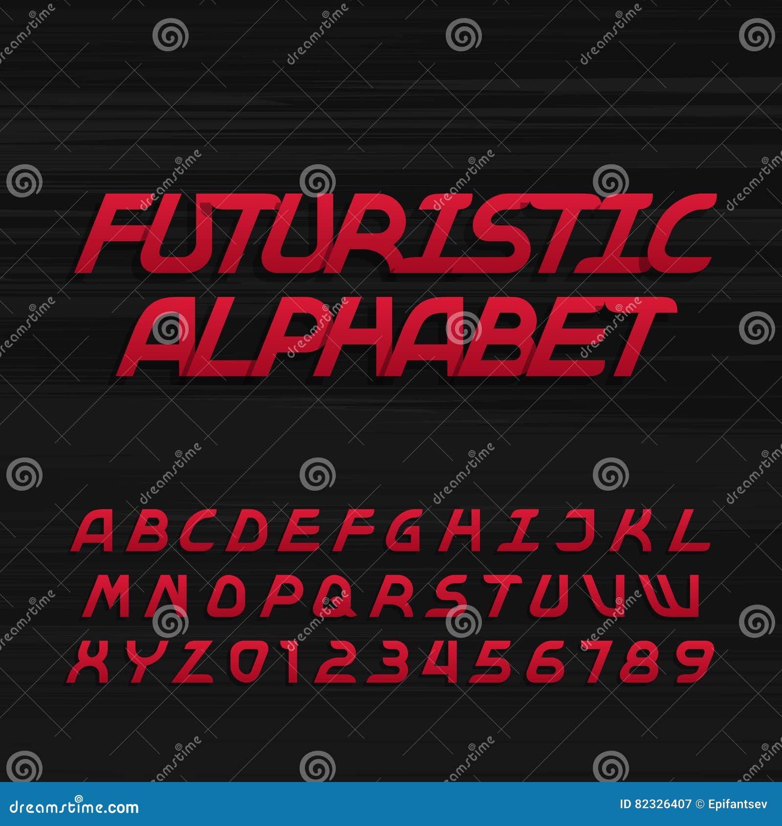 Futuristic Alphabet Vector Font. Oblique Type Letters and Numbers on a ...