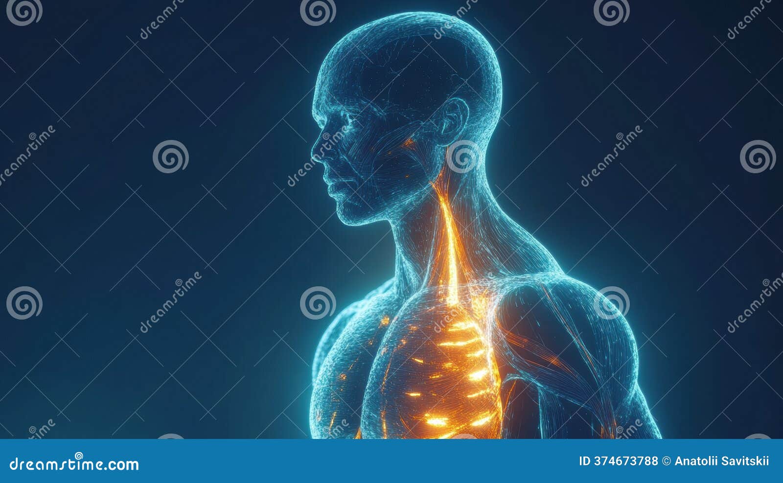 Futuristic Anatomical Illustration Showcasing Human Body Systems With ...