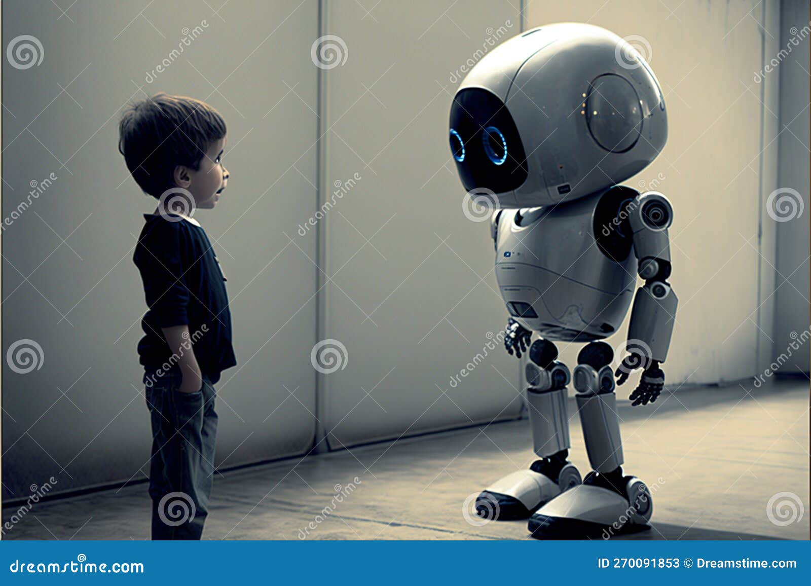 Futuristic Android or AI Cyborg Robot Talking To a Human. Artificial ...