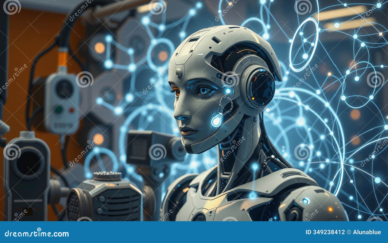 Futuristic Android in AI Environment Stock Photo - Image of gadget ...