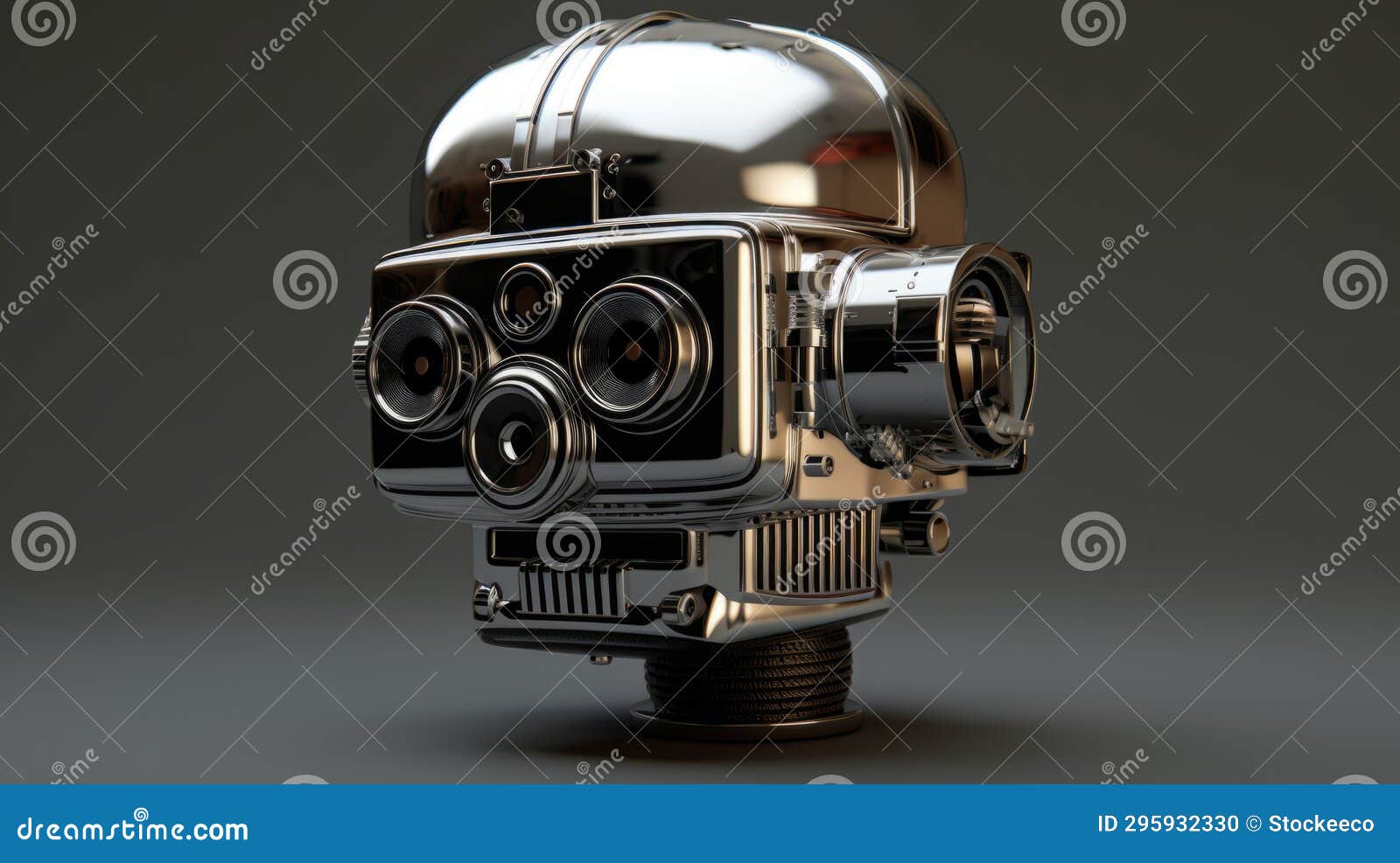 Sci-fi Robot Head Camera with Chrome Finish Stock Illustration ...