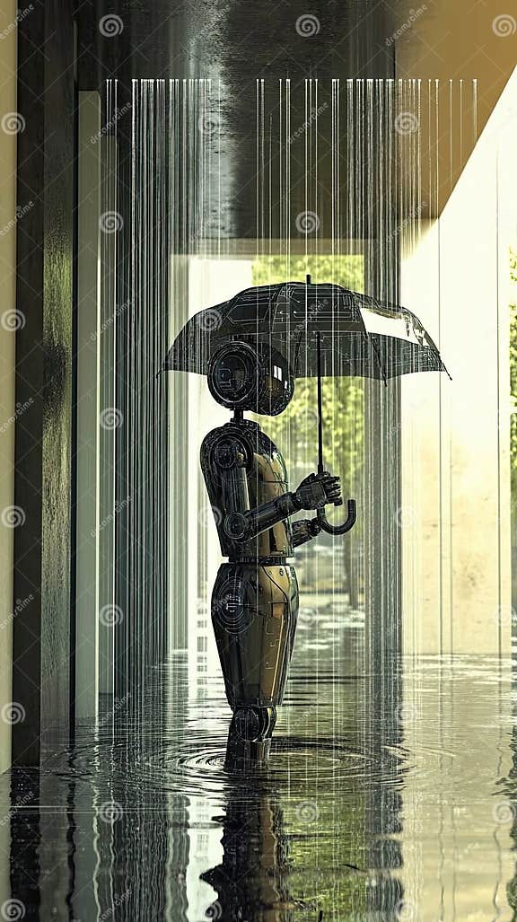 Advanced Android with Digital Umbrella Under Virtual Rain in a ...