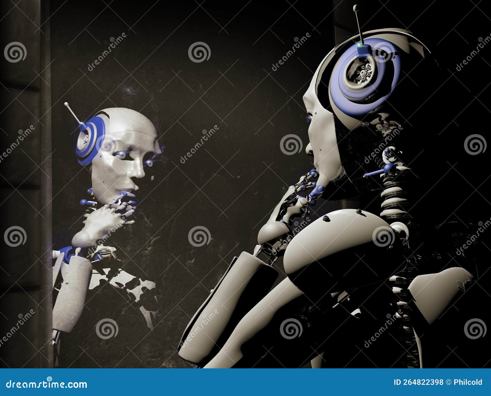 Android Discovering Its Nature Stock Illustration - Illustration of ...