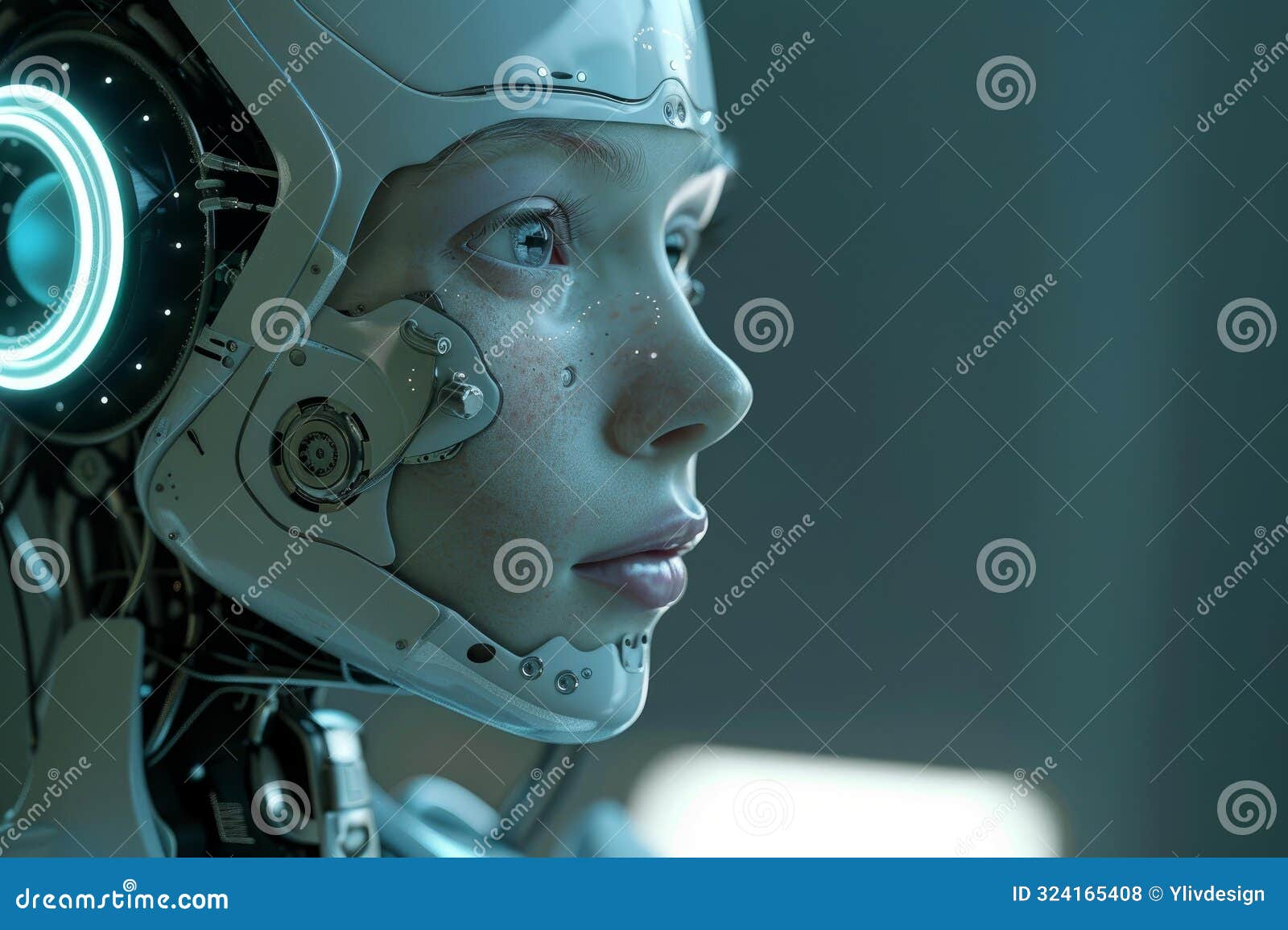 Futuristic Android with Human Features in Profile View Stock Photo ...
