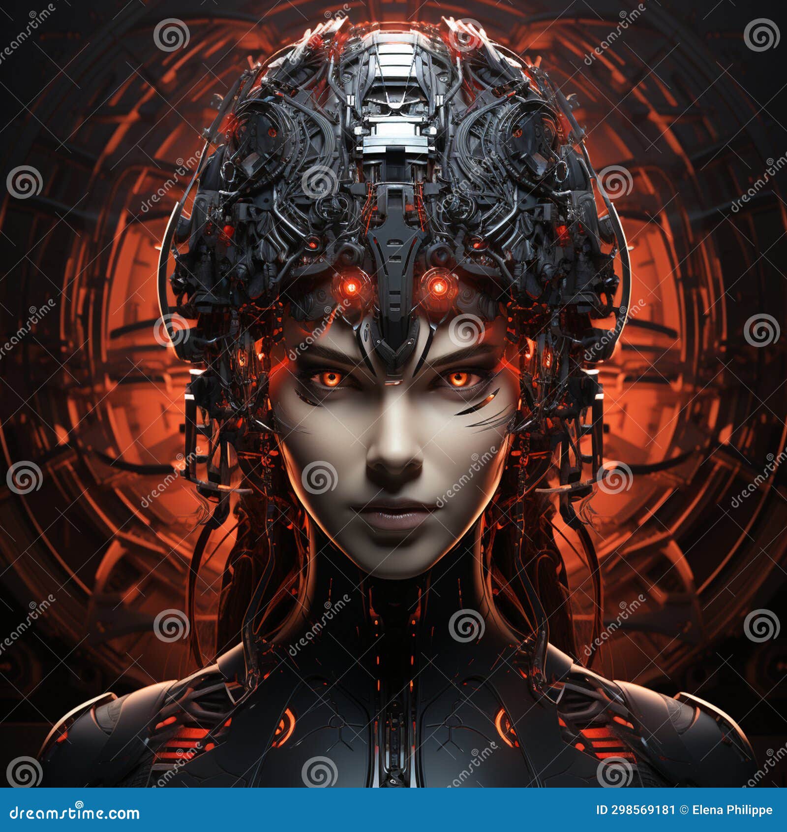 Futuristic Android, Synthetic Cyborg, Neutral Background. AI Generative ...