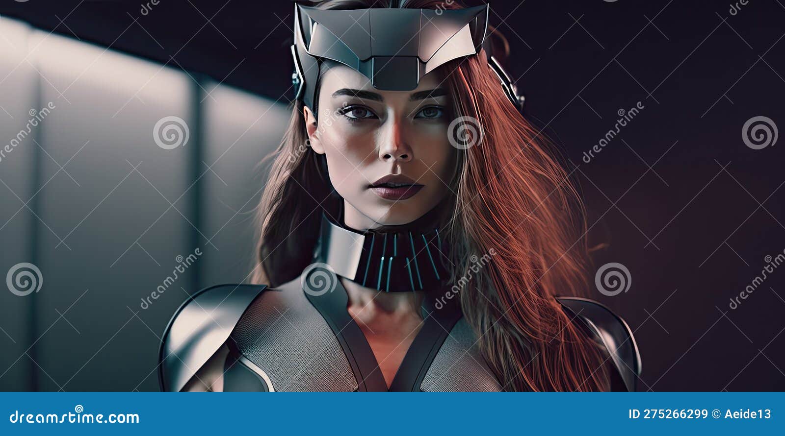 Futuristic Android Warrior. Beautiful Fighter in a Future World ...