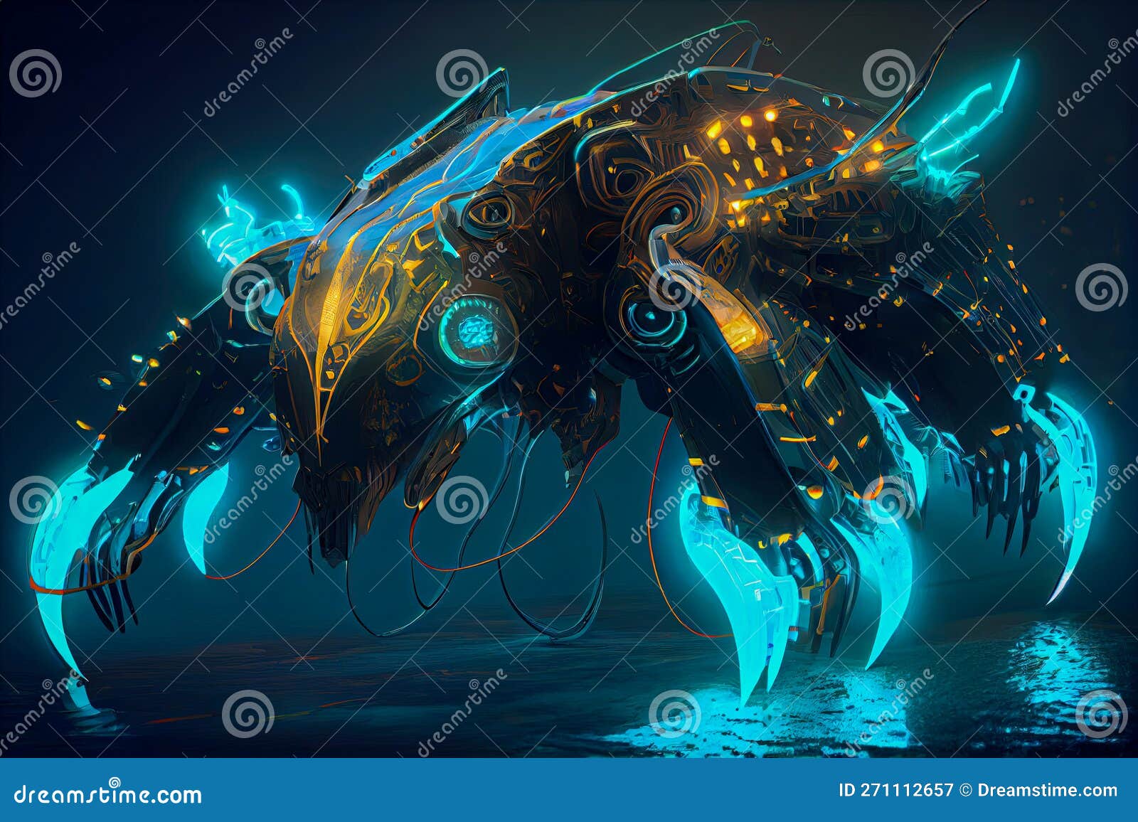 Futuristic AI Kraken: Robot Tentacles With Advanced Technology, Central ...