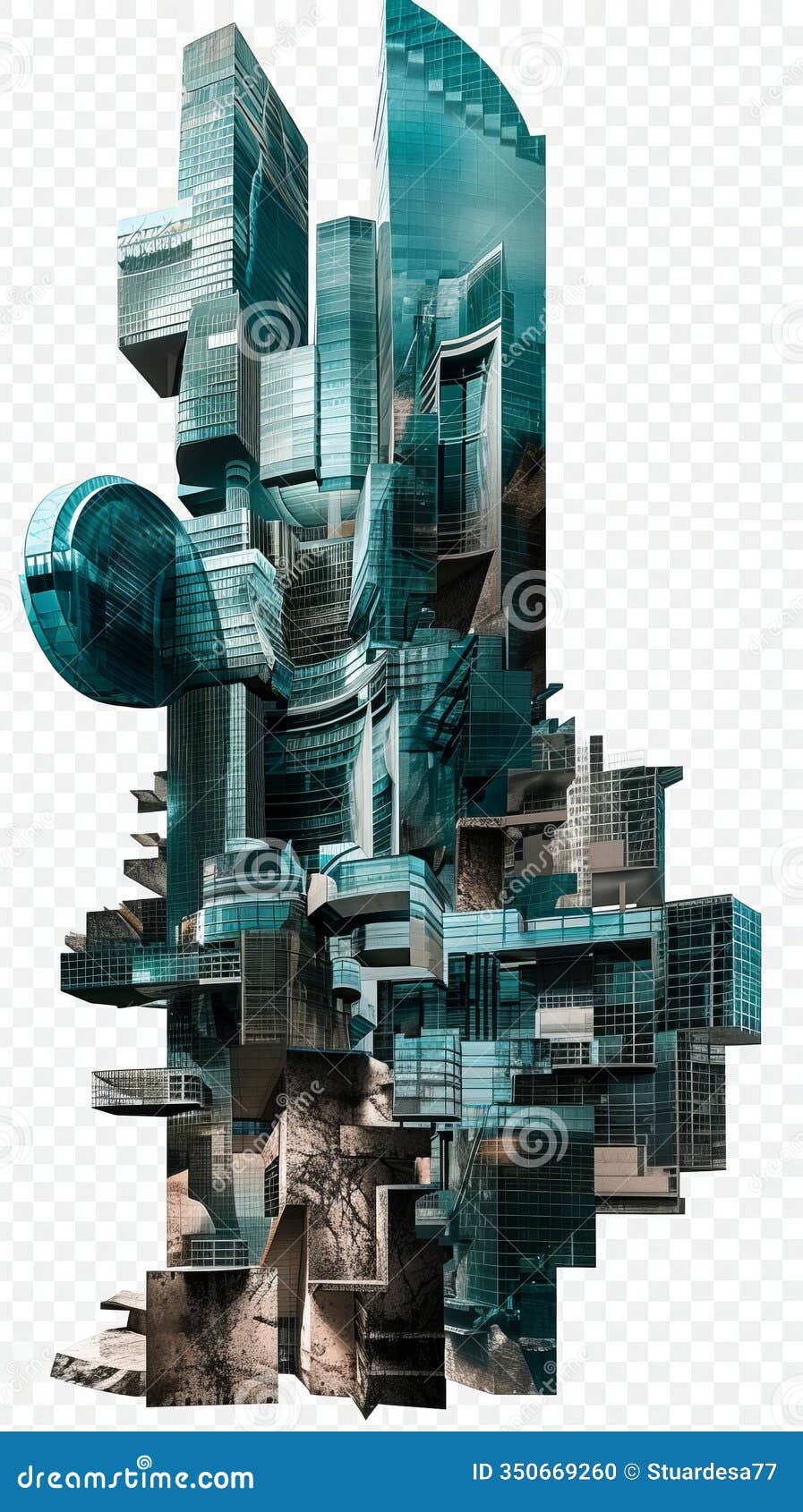 Futuristic Architectural Collage with Dynamic Geometric Structures ...