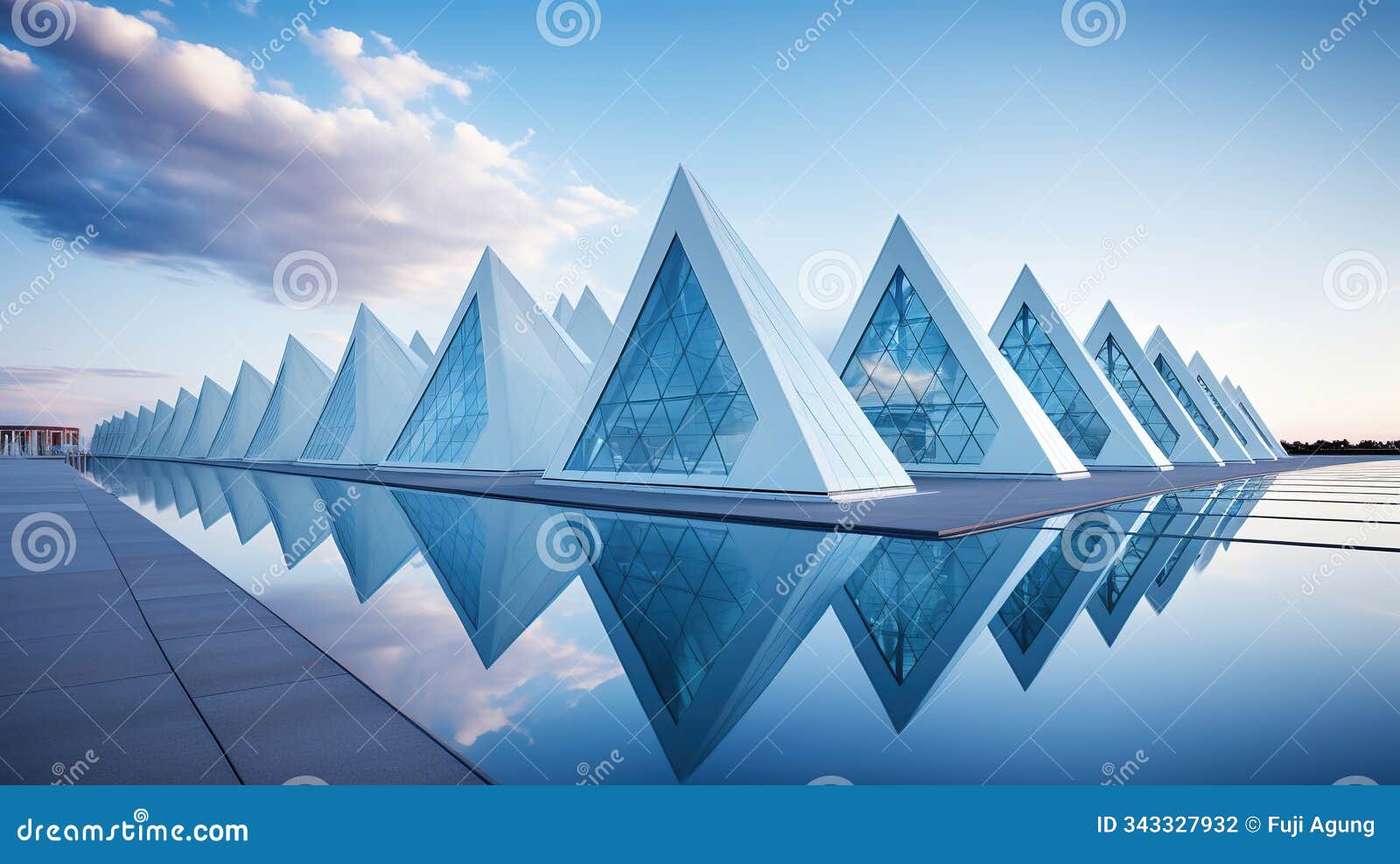 A Futuristic Architectural Complex of White Pyramid Structures with ...