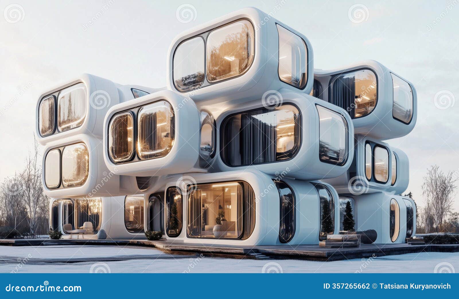 Futuristic Architectural Design Featuring Modular, Organic-shaped ...