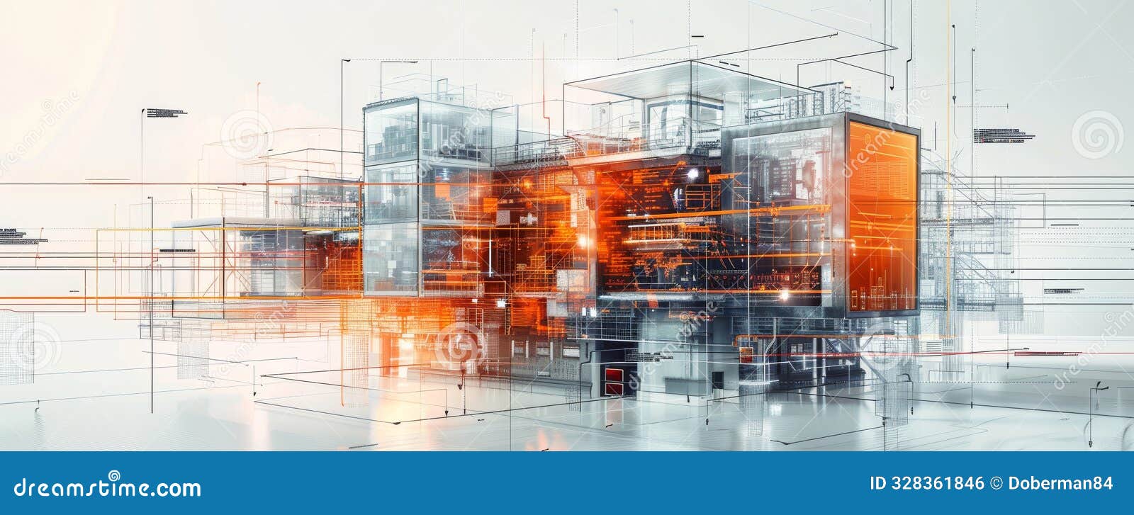 Futuristic Architectural Design with High-tech Elements and Digital ...