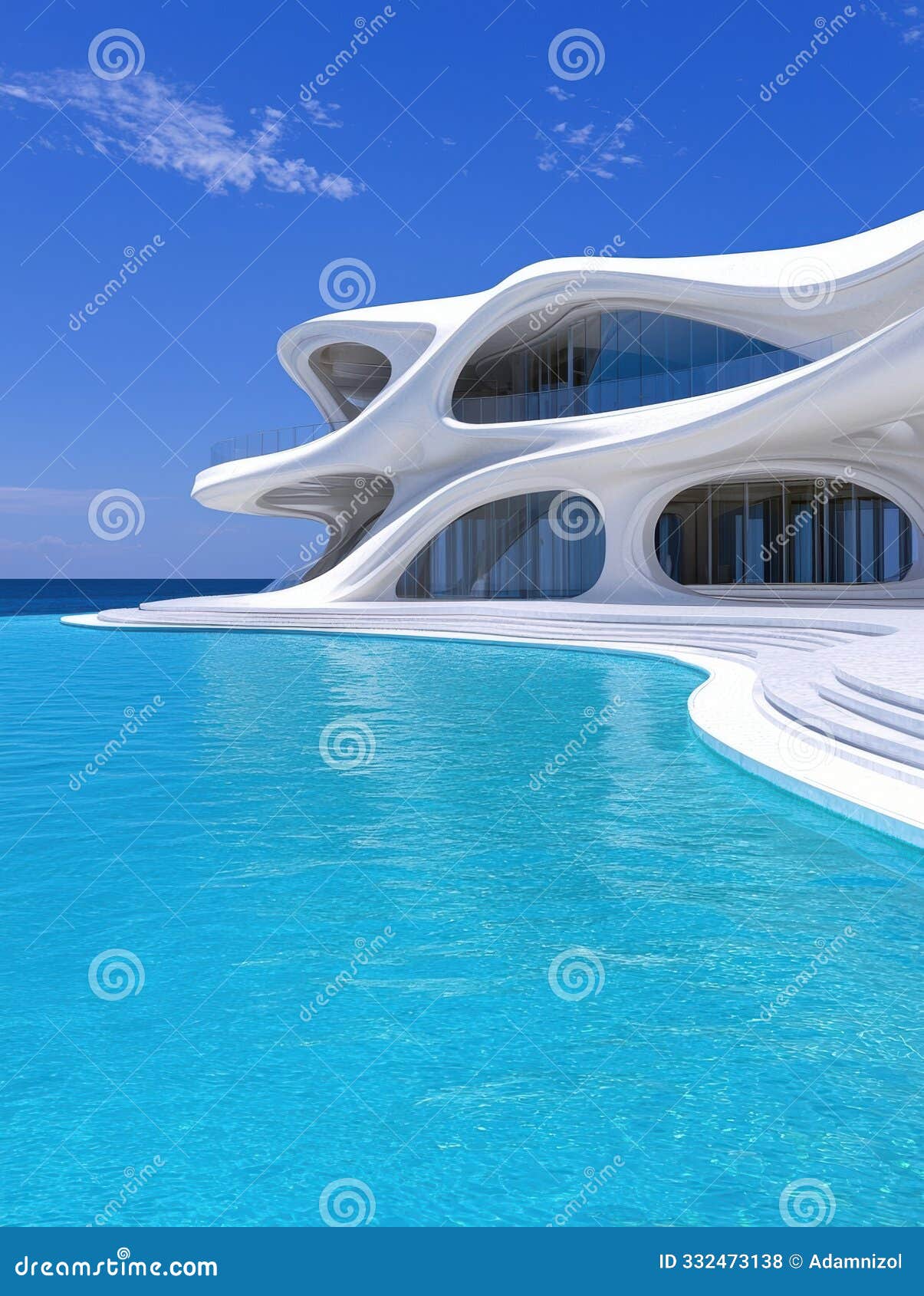 Futuristic Architectural Design With Swimming Pool Royalty-Free Stock ...