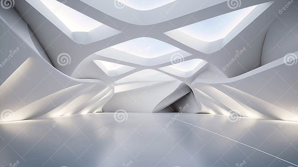 Futuristic Architectural Interior Design Featuring Minimalist Curved ...