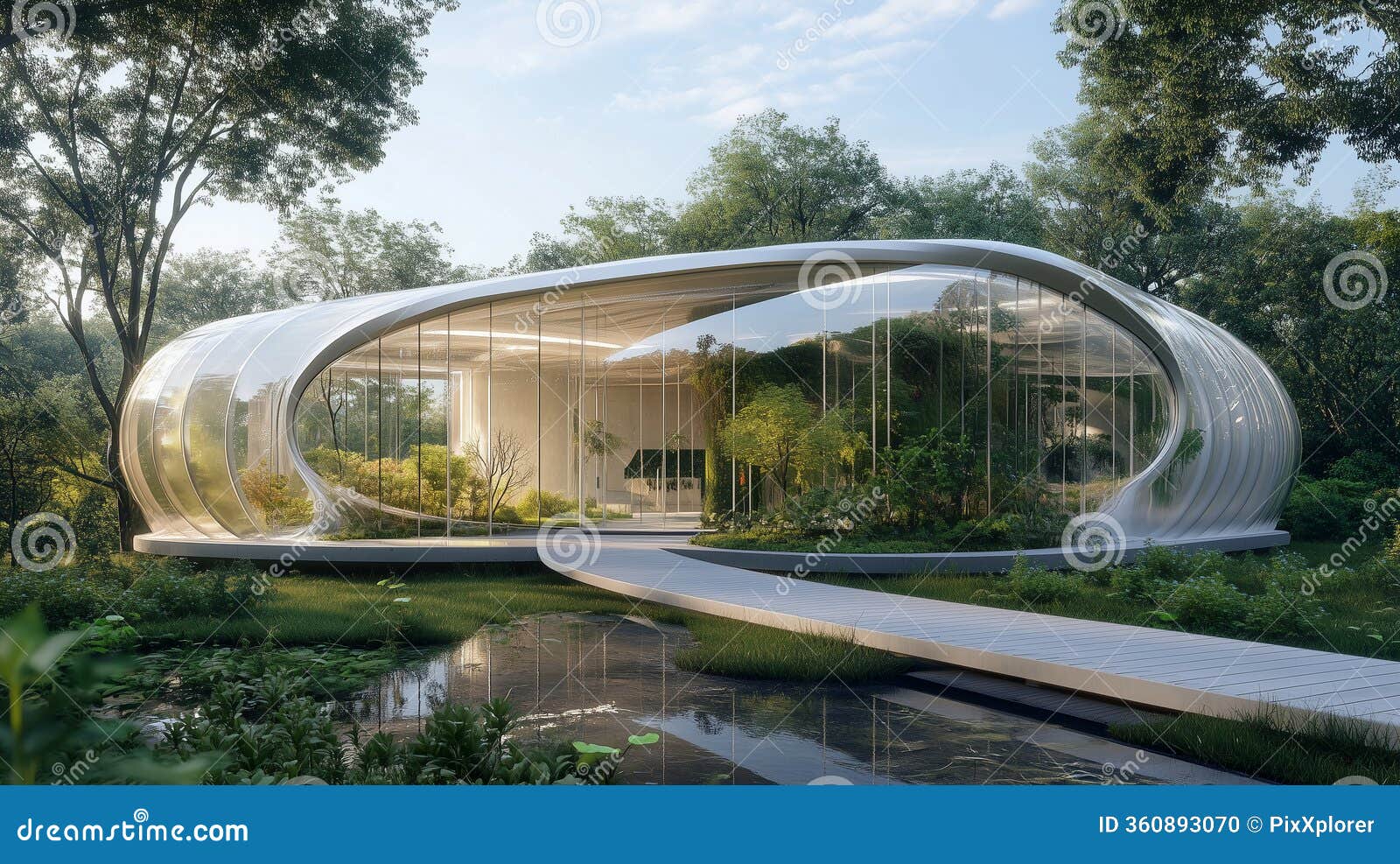 Futuristic Architectural Design With Swimming Pool Royalty-Free Stock ...