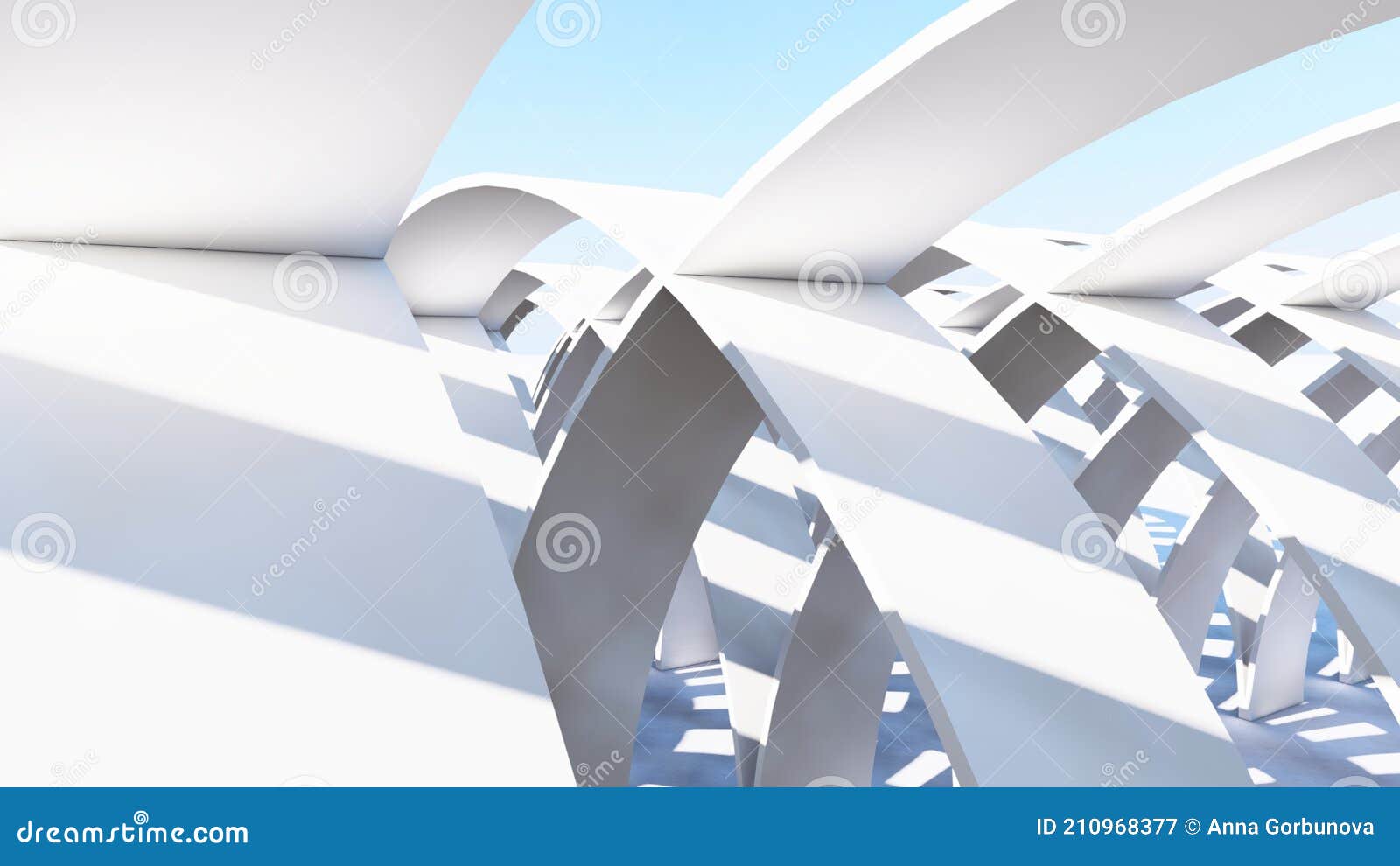 Futuristic Architecture Background Design Columns in Interior 3d Render ...