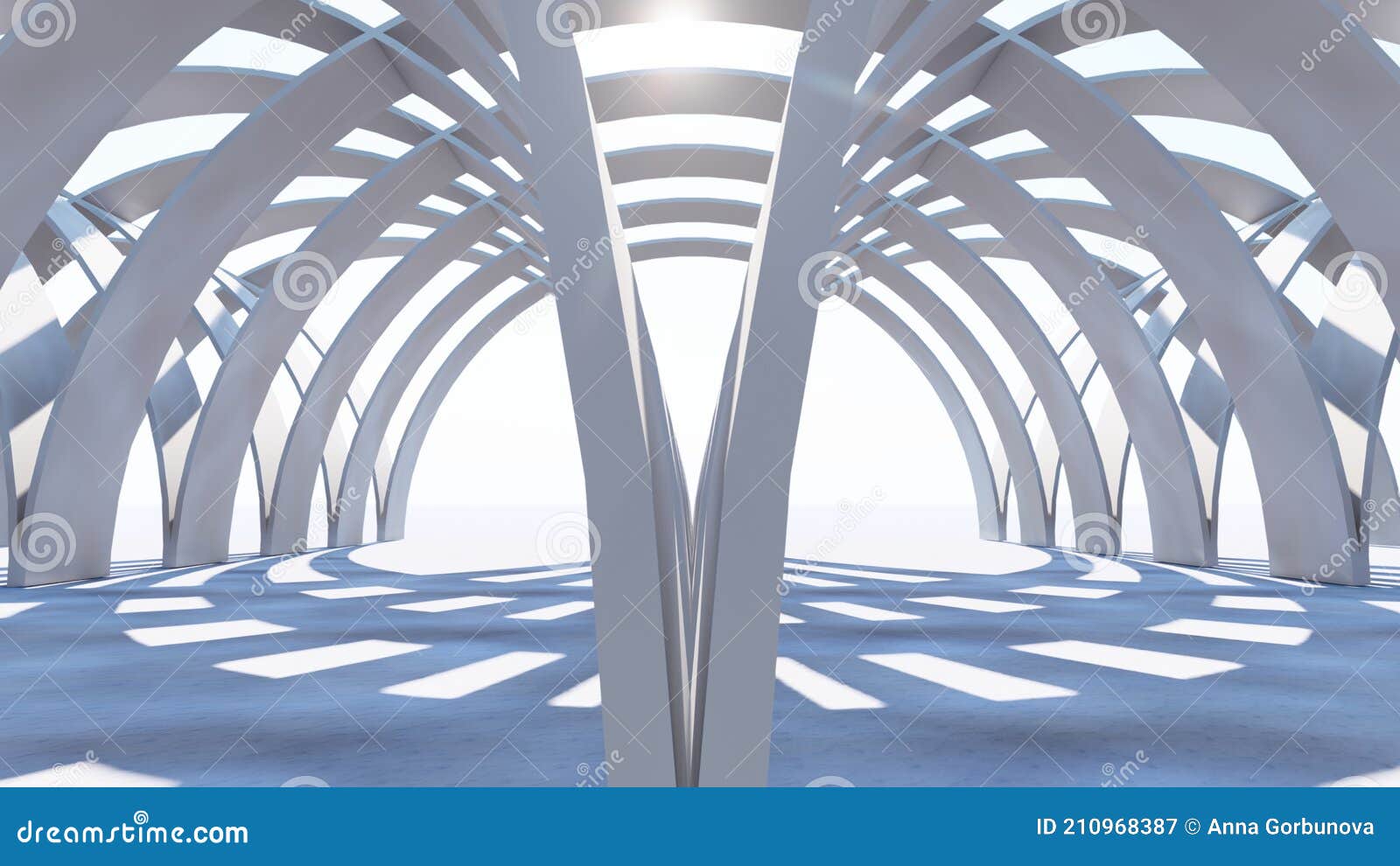 Futuristic Architecture Background Design Columns in Interior 3d Render ...