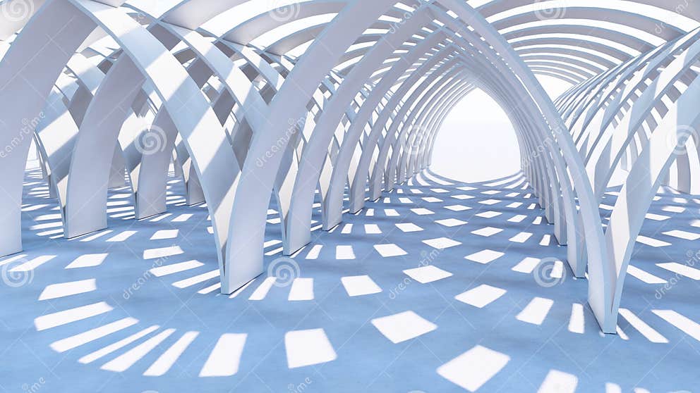 Futuristic Architecture Background Design Columns in Interior 3d Render ...