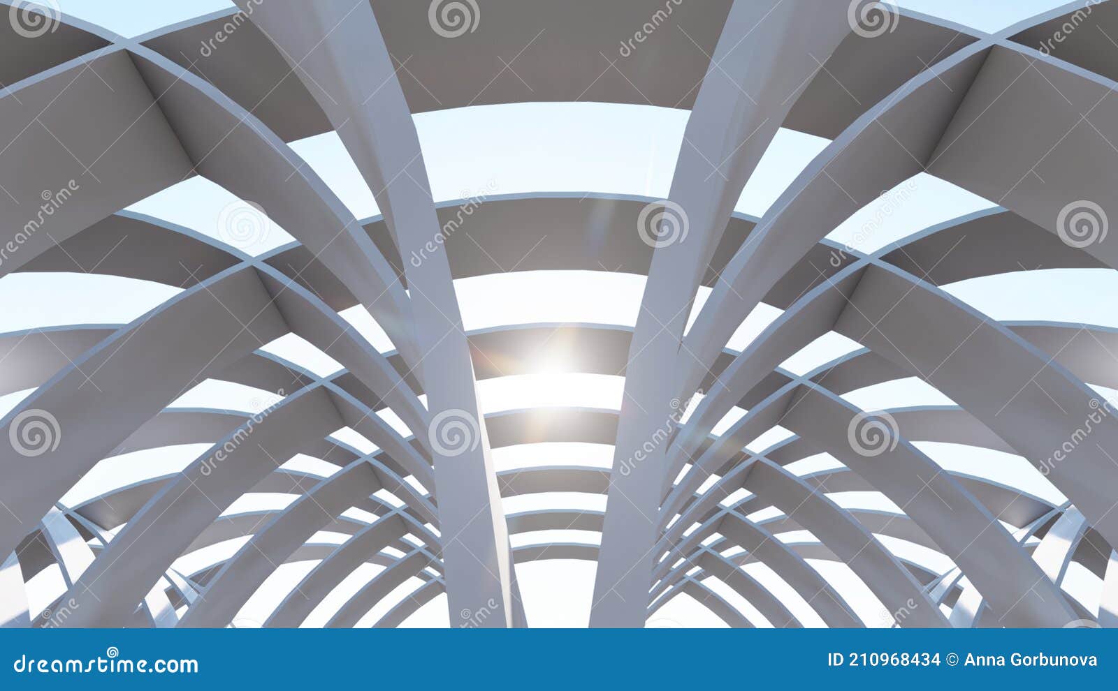 Futuristic Architecture Background Design Columns in Interior 3d Render ...