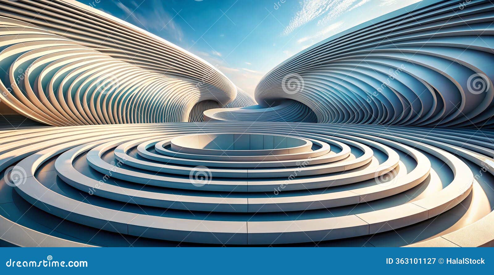 Futuristic Architecture with Circular Concentric Design Stock ...