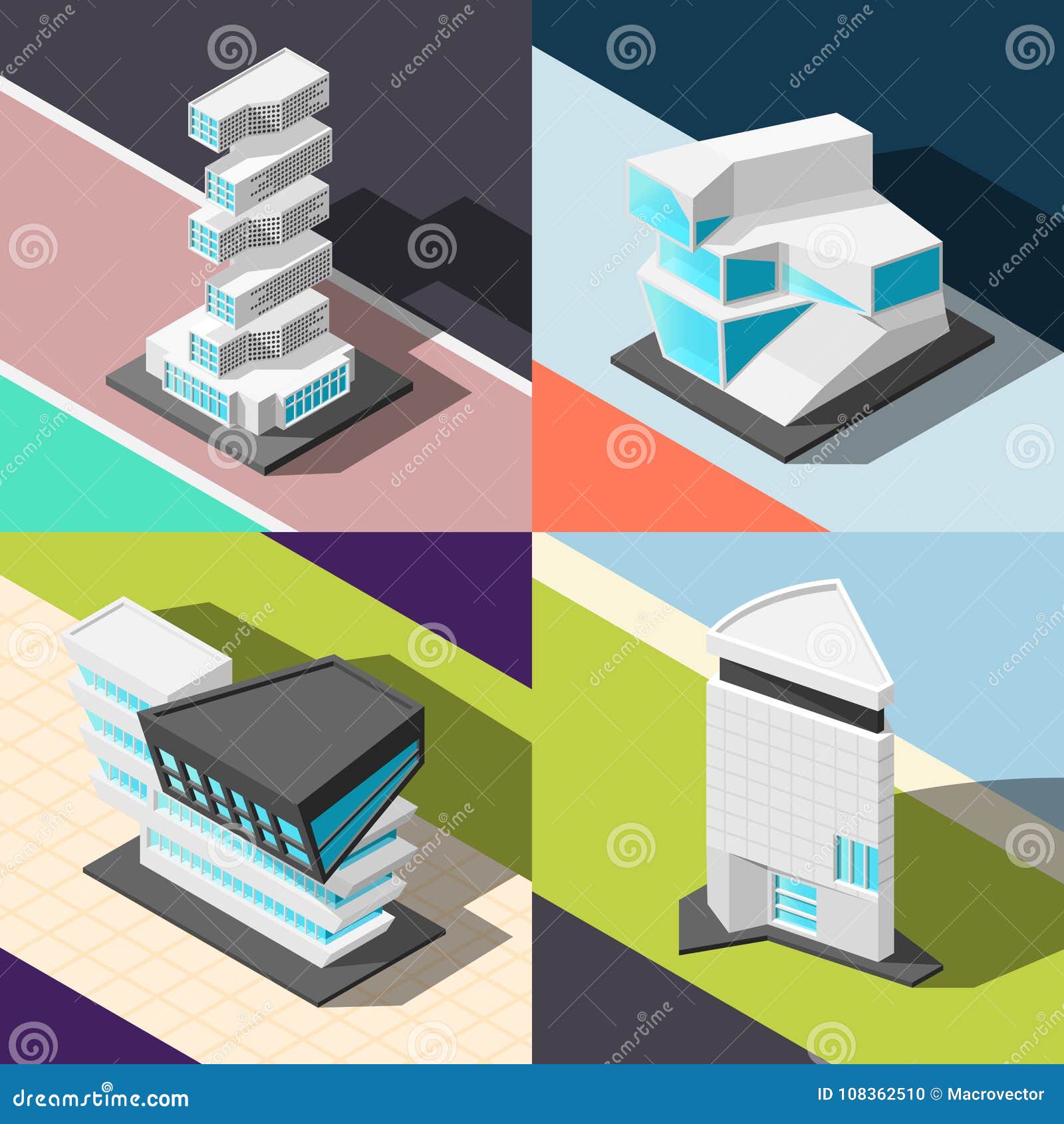 Futuristic Architecture 2x2 Design Concept Stock Vector - Illustration ...