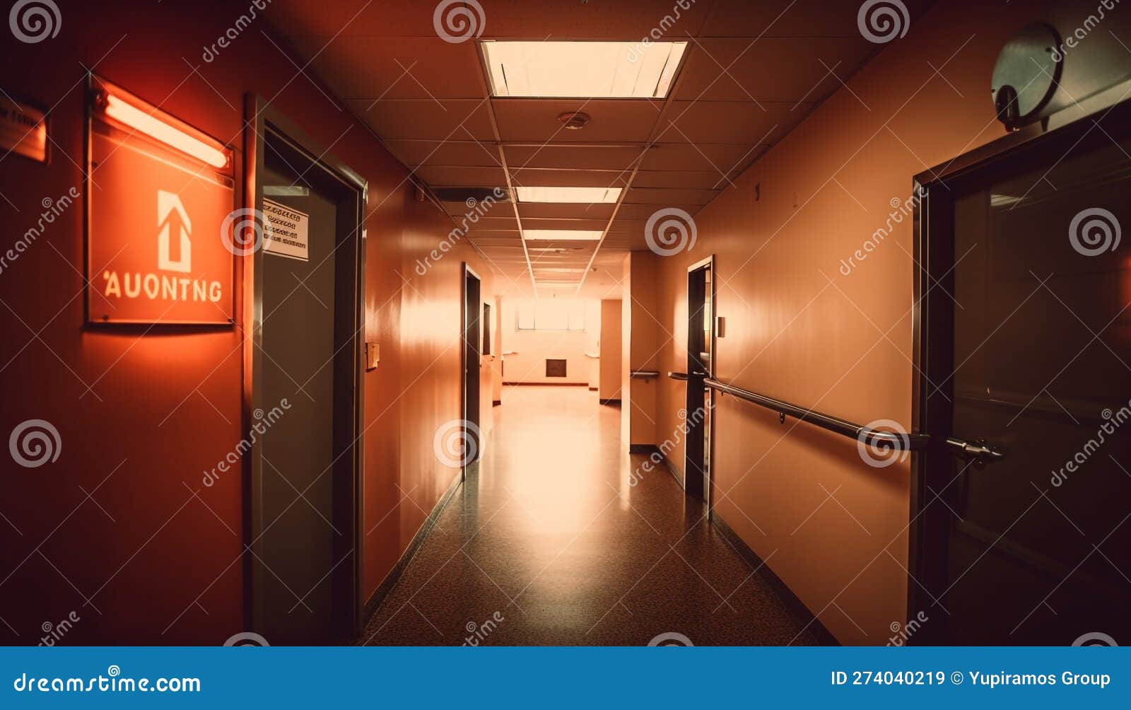 Futuristic Architecture in Dim Corridor with Bright Lighting Generated ...