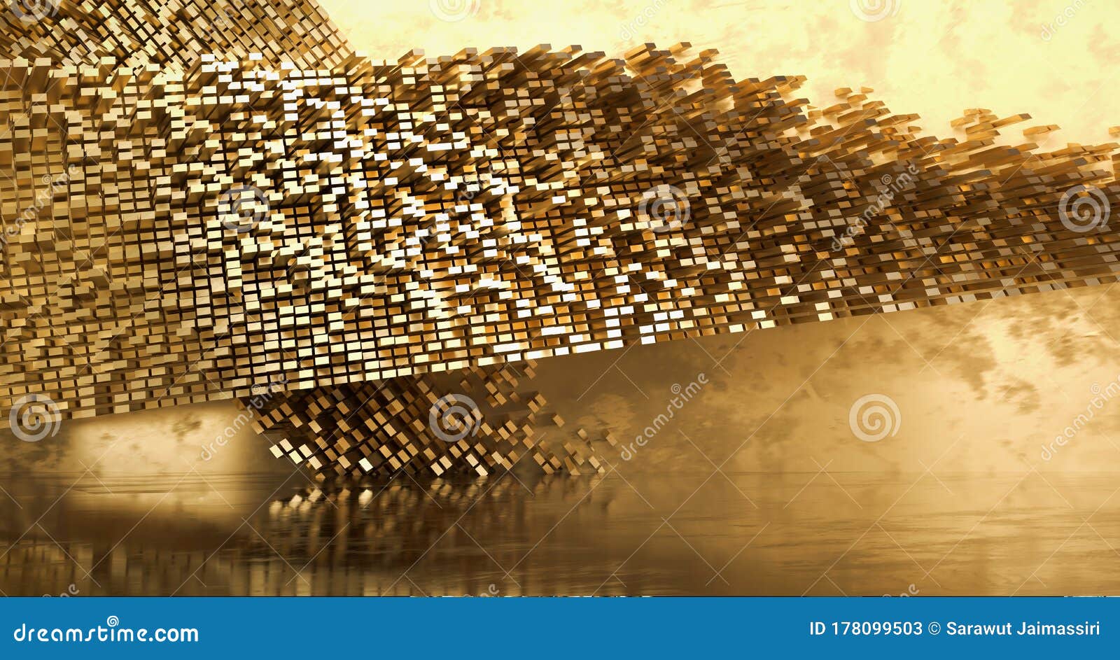 Futuristic Architecture Gold Squares Extruded Stock Illustration ...