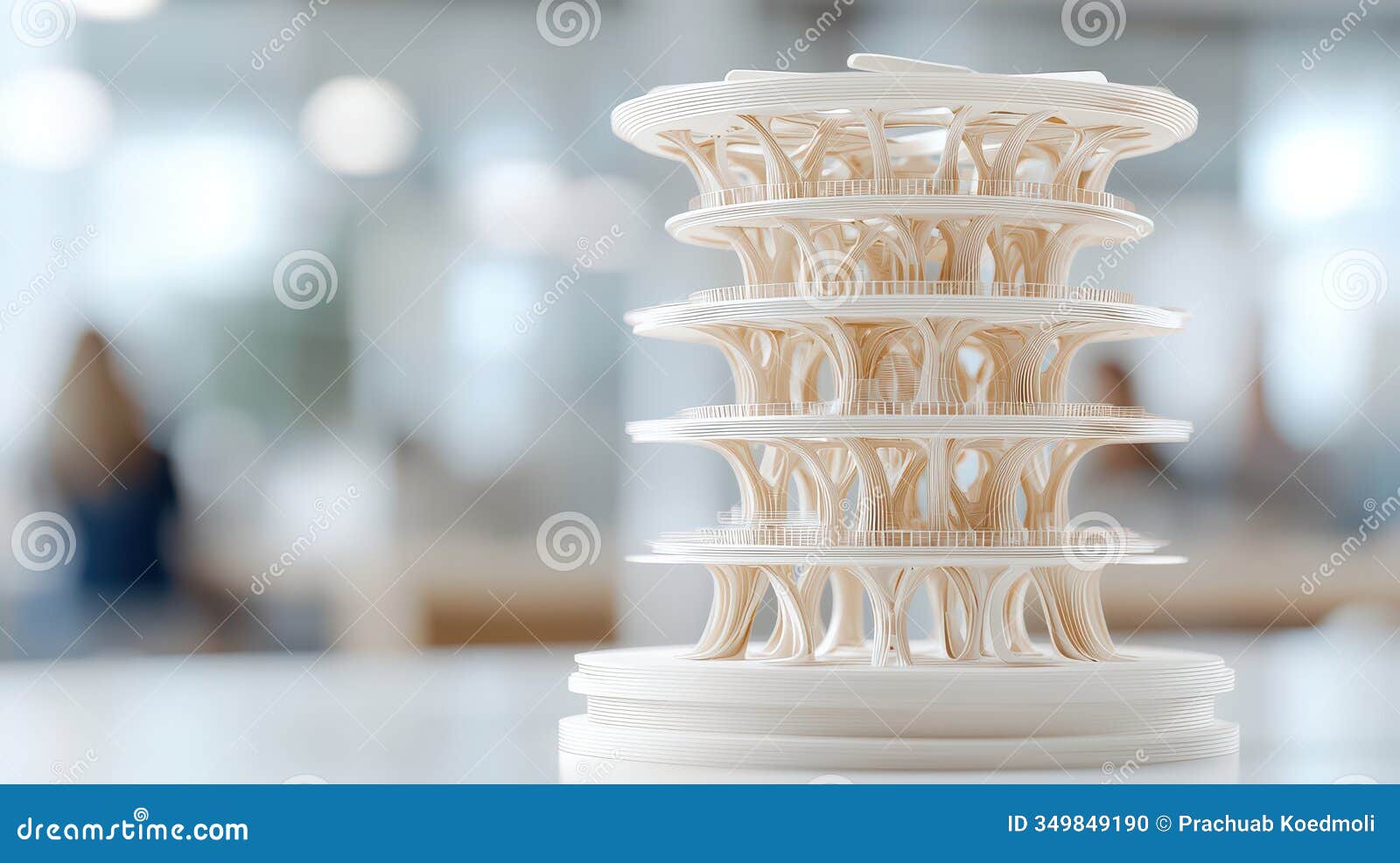 Futuristic Architecture Model, Circular Tower Design Stock Illustration ...