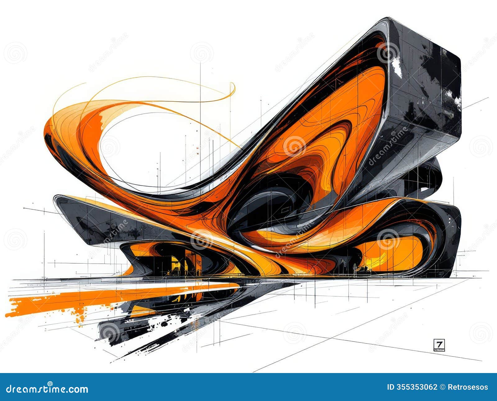 Futuristic Parametric White Room With Floating Cubes Stock Image ...