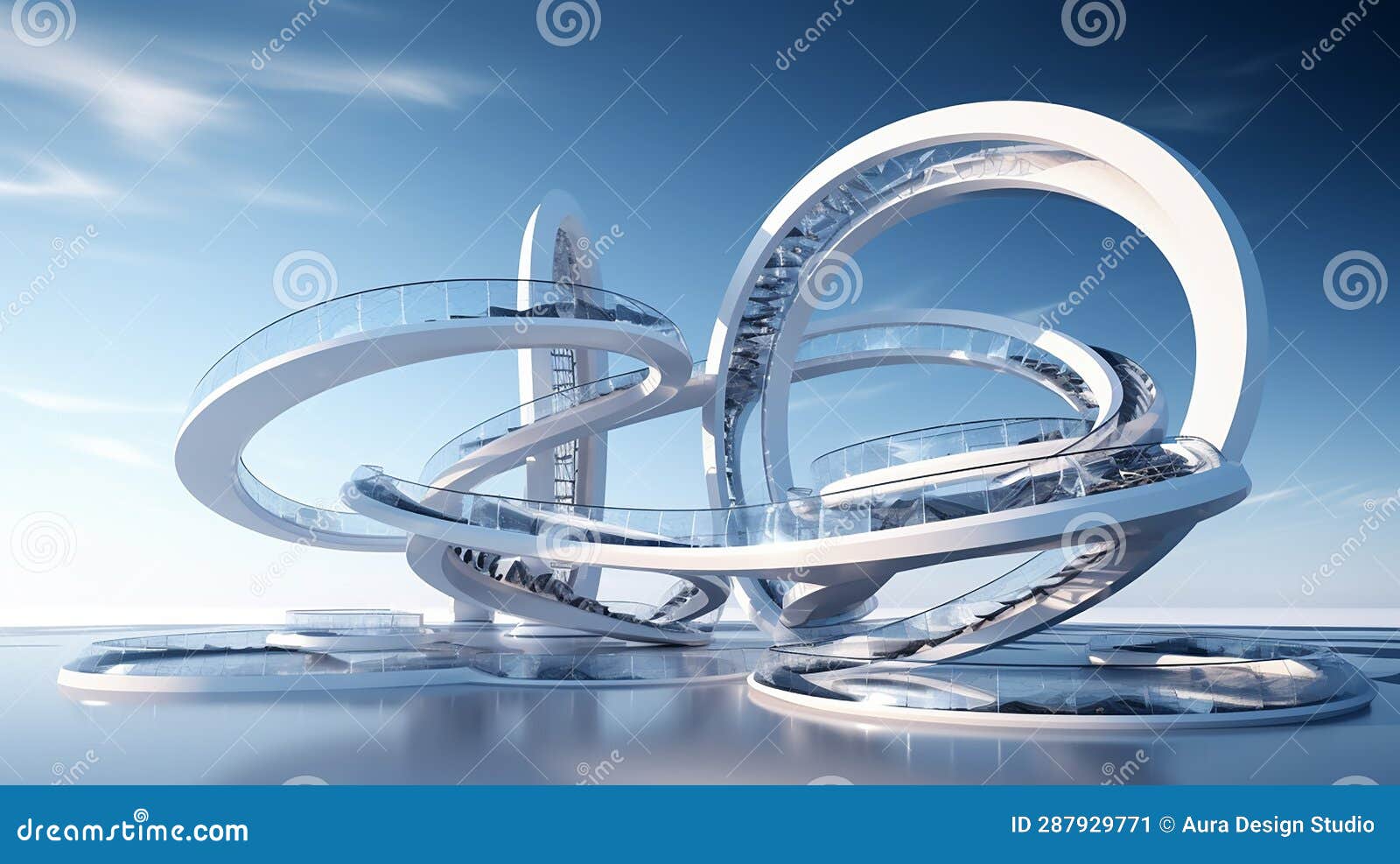 Futuristic Architecture Rotating Spiral Structure 3d Render Stock ...