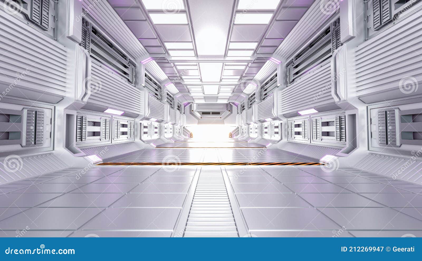 Futuristic Architecture Sci-Fi Hallway and Corridor Interior, 3D ...
