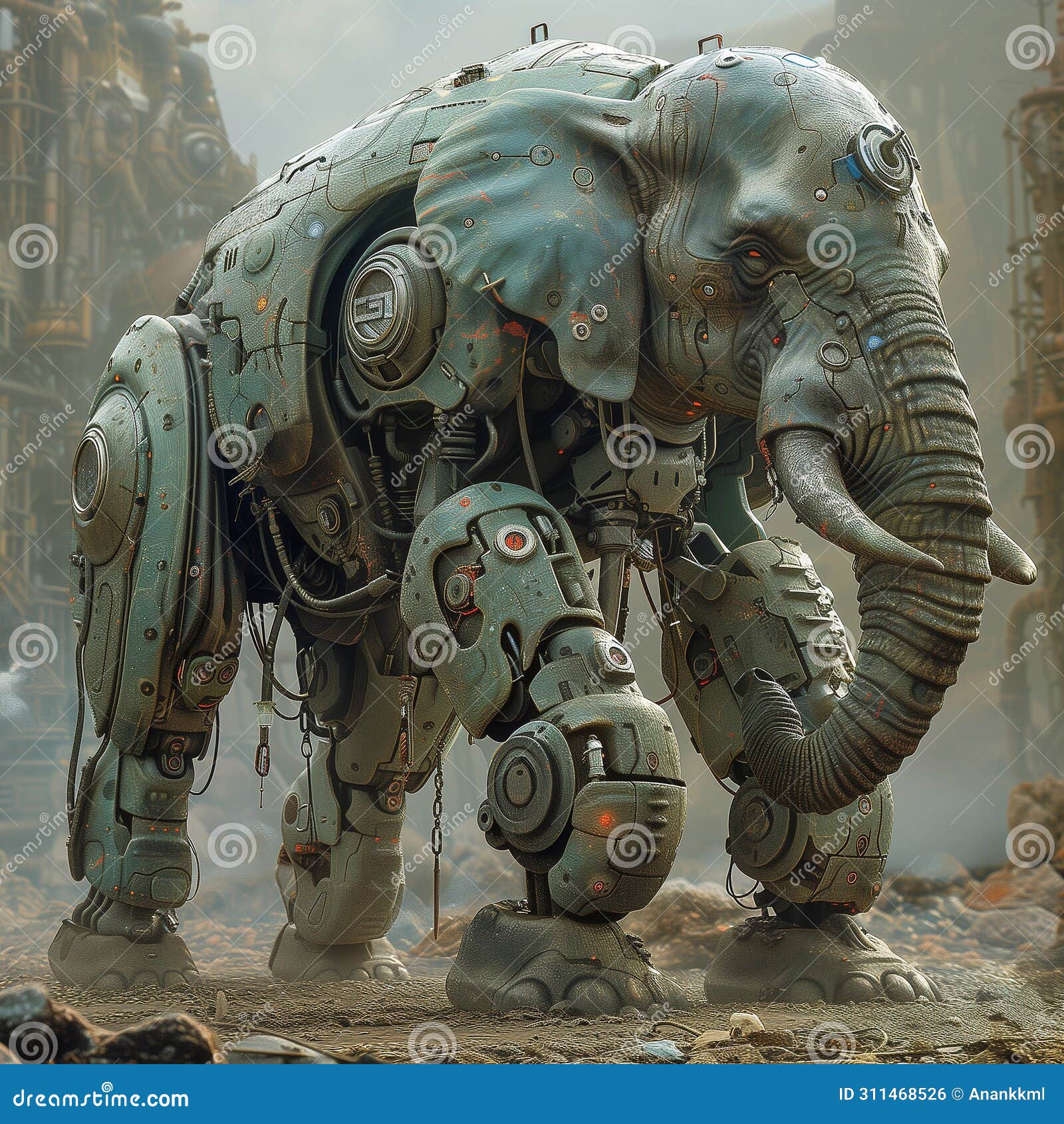 Armed War Elephant Mechanical Robot Warrior.Generative Ai Stock Photo ...