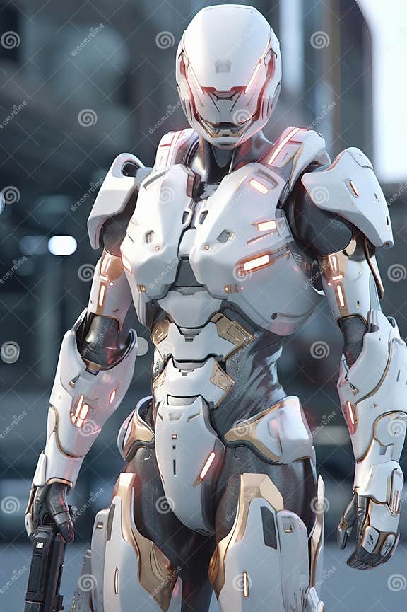 Futuristic Armor: Sleek Metallic Advanced Technology for Combat ...