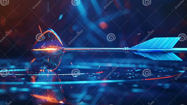 A Futuristic Arrow Hitting the Center of a Target in a Virtual ...