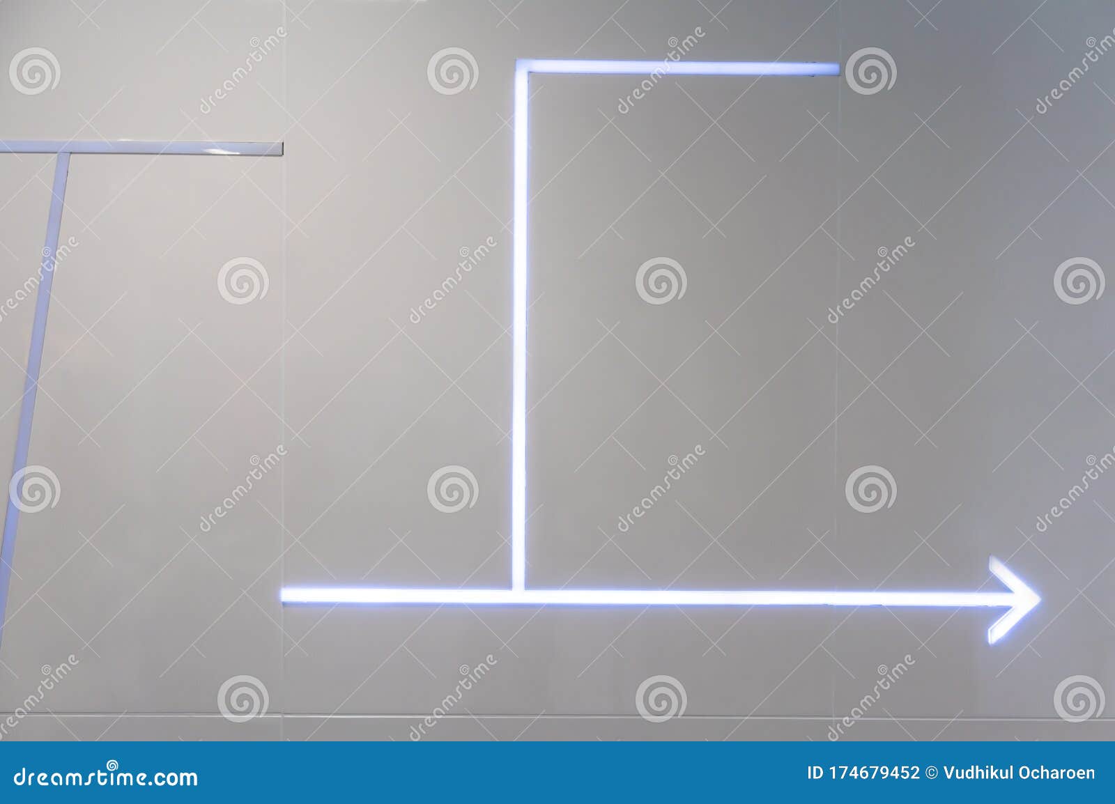Futuristic Arrow Sign Direction with LED Light Stock Photo - Image of ...