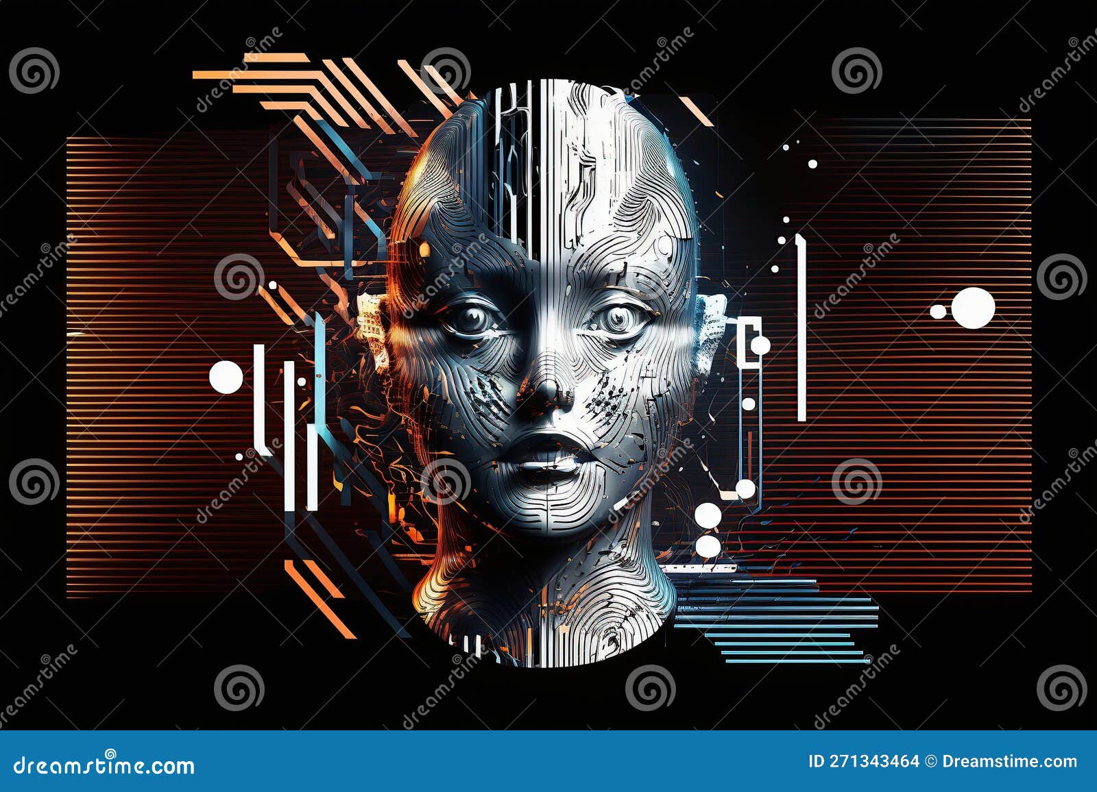 Futuristic Artificial Intelligence Concept. Cyber Mind Aesthetic Design ...