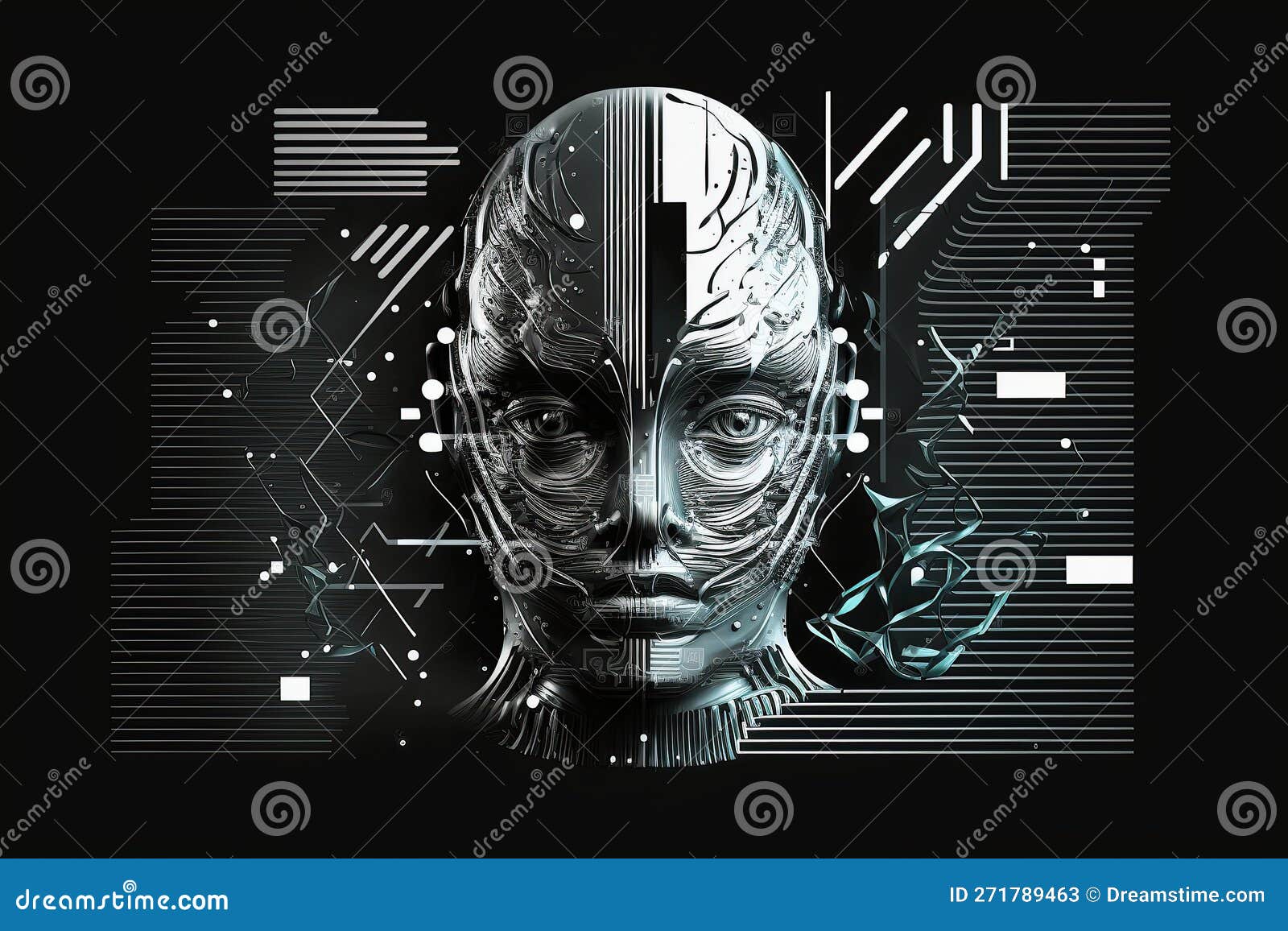 Futuristic Artificial Intelligence Concept. Cyber Mind Aesthetic Design ...