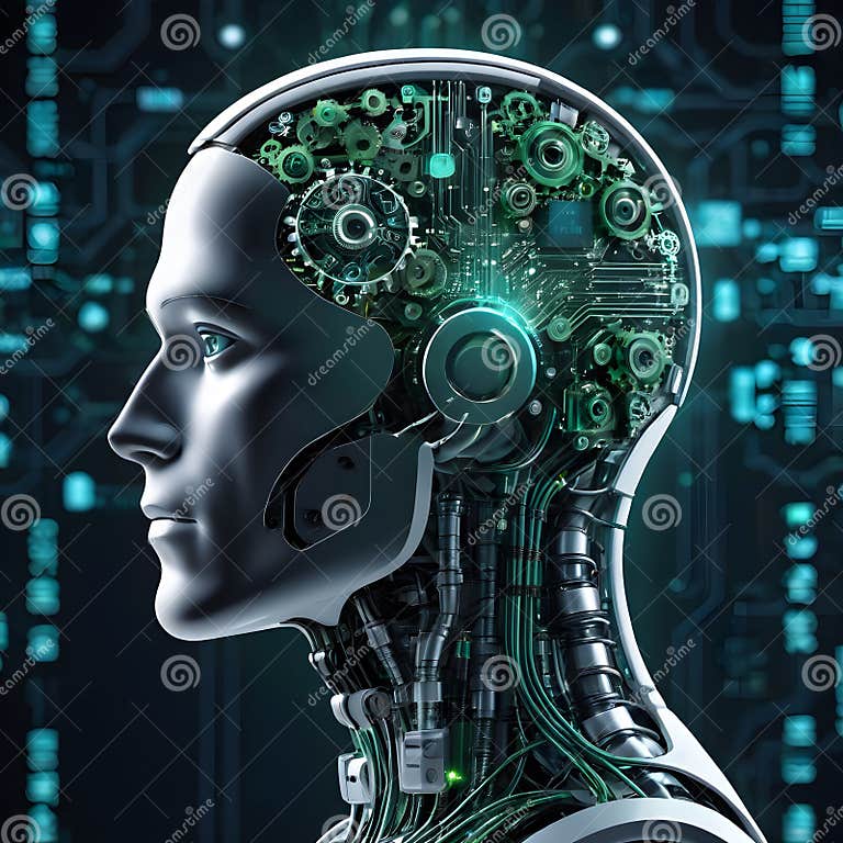 Futuristic Artificial Intelligence Concept: Human-Machine Fusion Stock ...