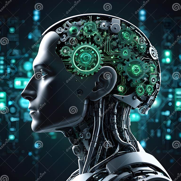 Futuristic Artificial Intelligence Concept: Human-Machine Fusion Stock ...