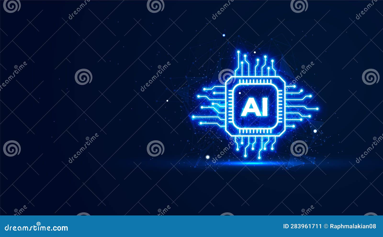 Glowing AI Chipset Processor With Scattered Text Background. Digital ...
