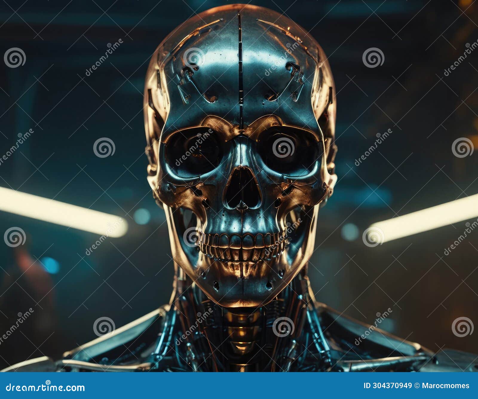 Android Cyberpunk Scene. Futuristic Cyborg And Robots, Cyber Electronic ...