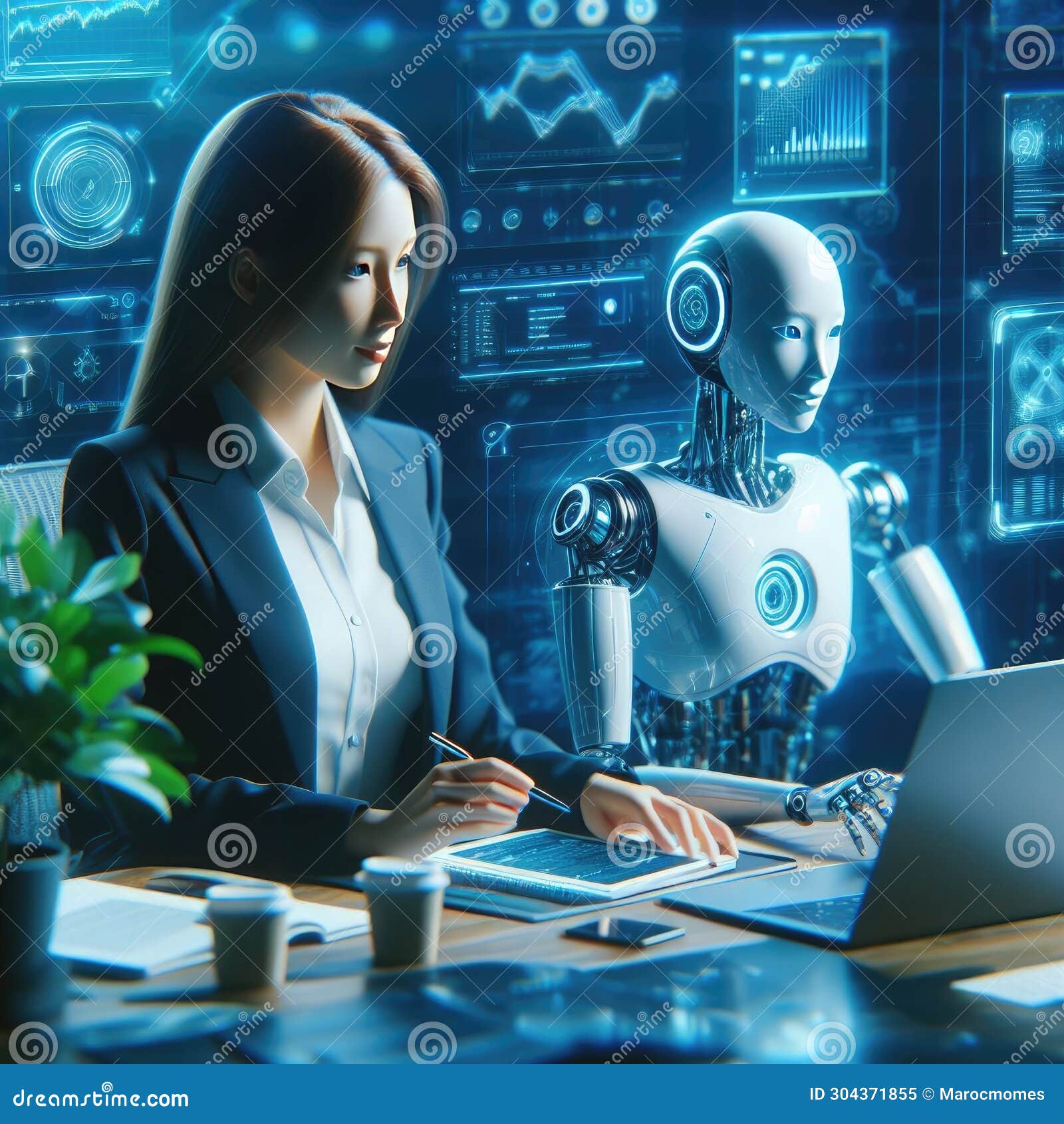 Futuristic Artificial Intelligence, Cyborg Bionic Human Robotic ...