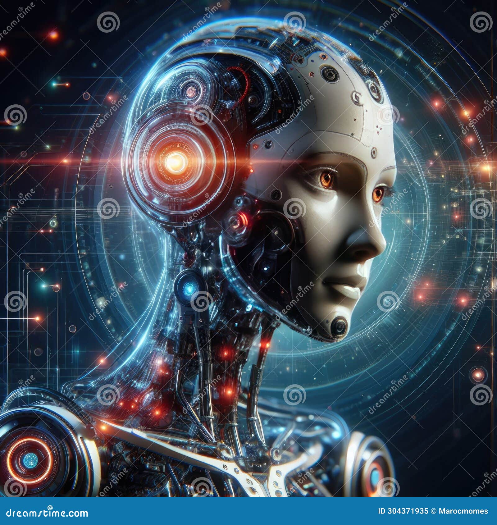 Futuristic Artificial Intelligence, Cyborg Bionic Human Robotic ...